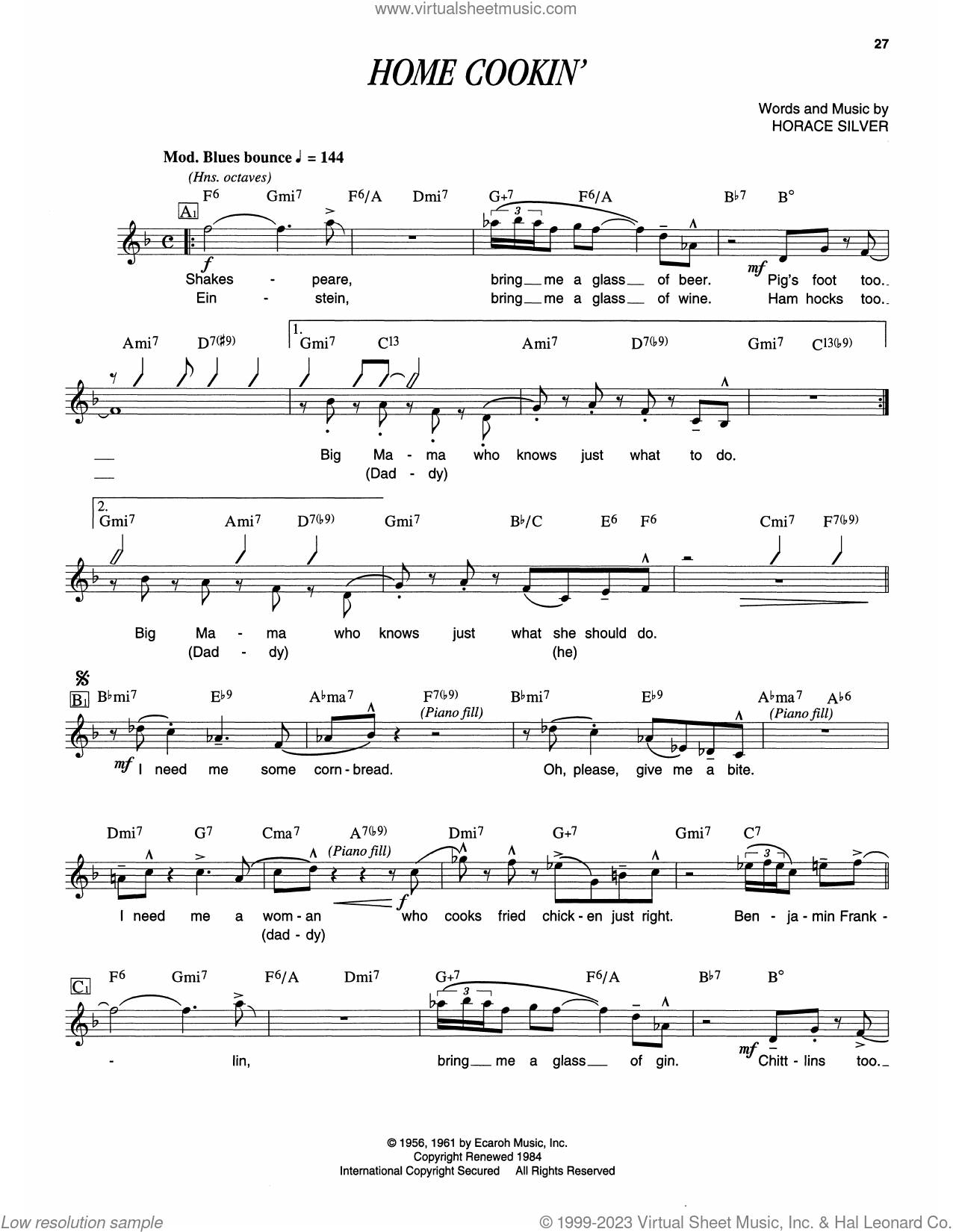 Home Cookin' sheet music for piano solo (transcription) (PDF)