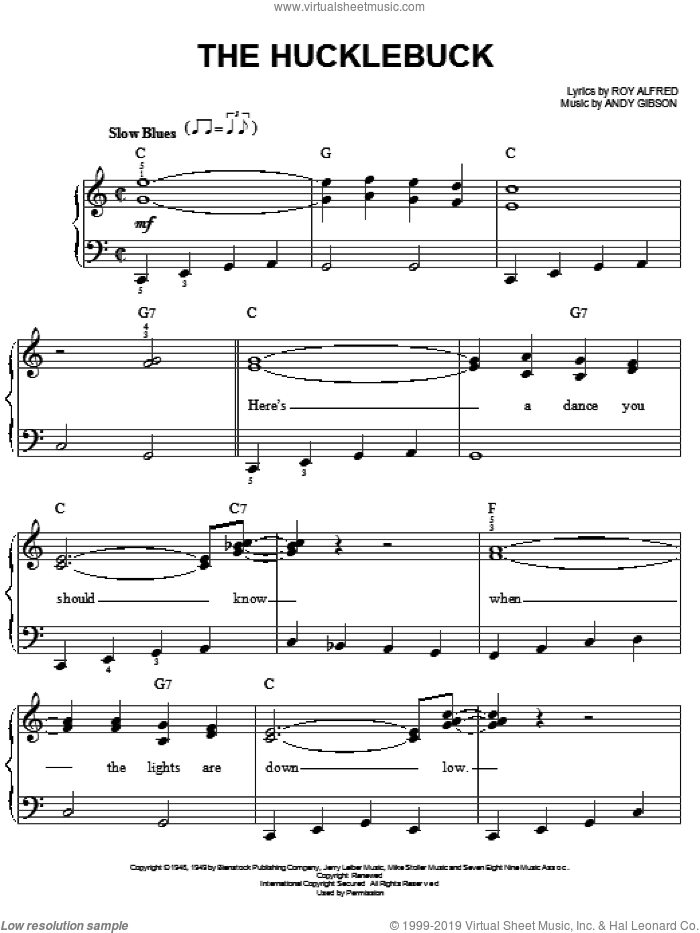 The Hucklebuck sheet music (easy) for piano solo (PDF)
