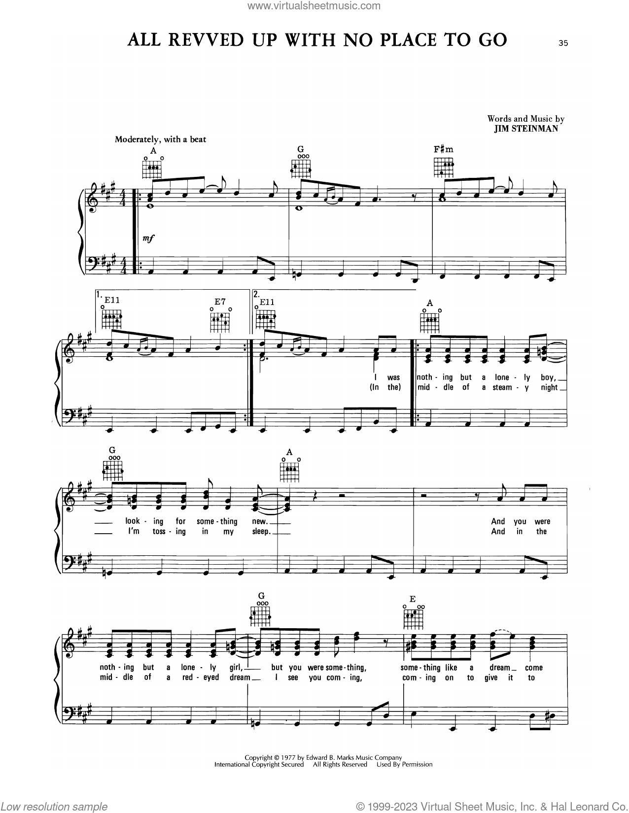 All Revved Up With No Place To Go sheet music for voice, piano or guitar