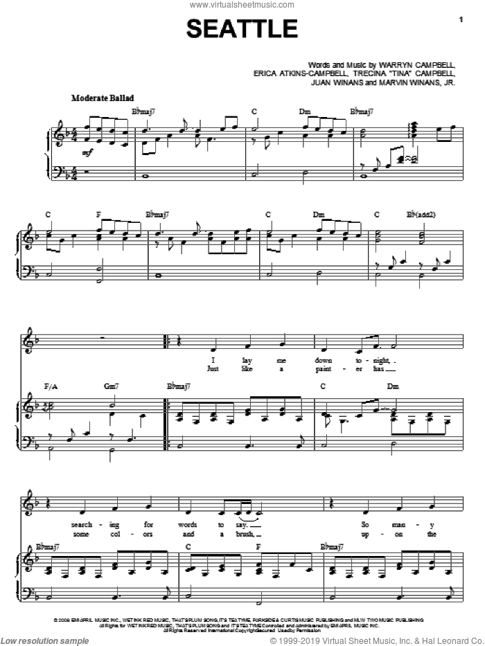 Seattle sheet music for voice, piano or guitar (PDF-interactive)