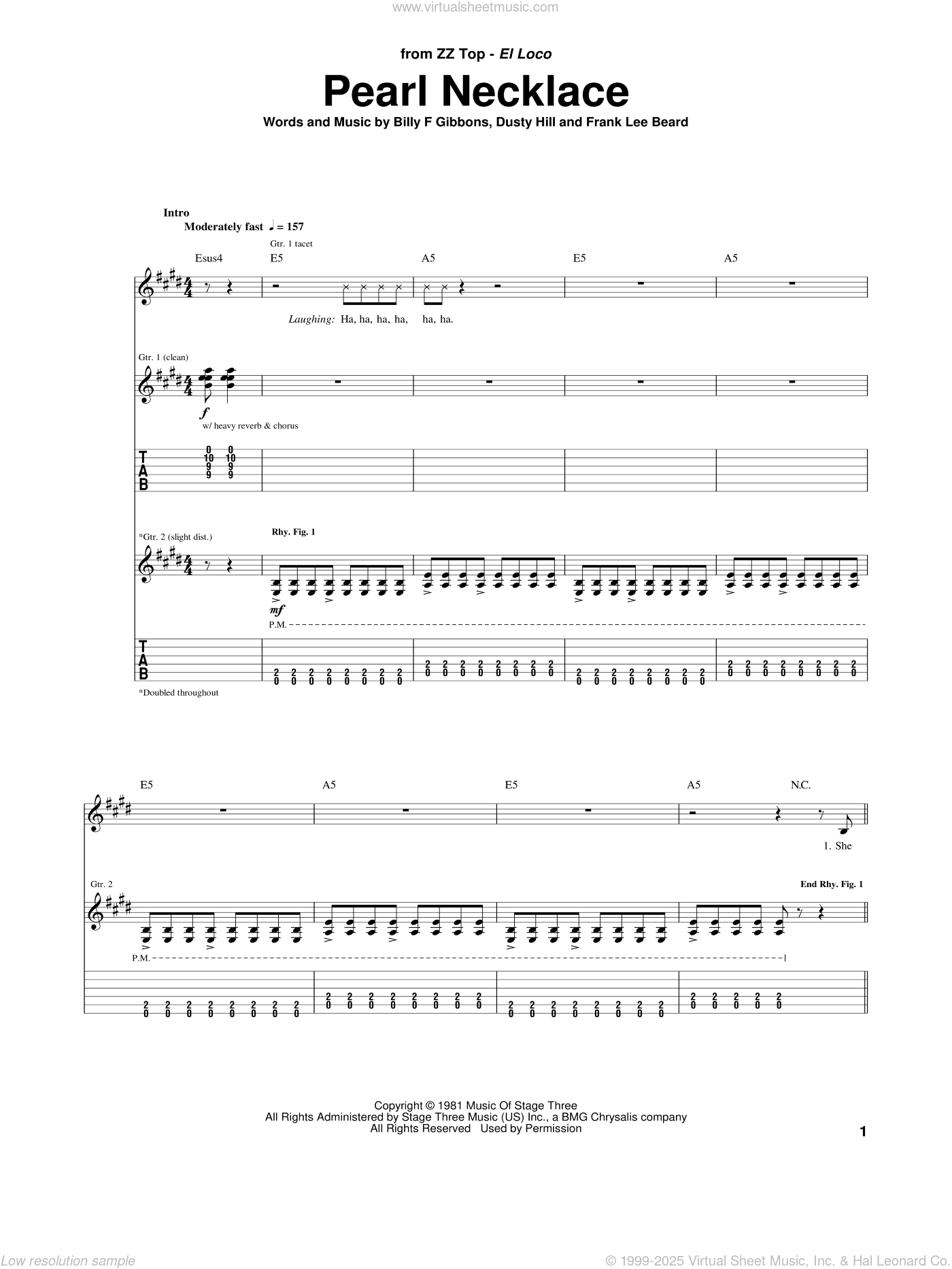 Pearl Necklace sheet music for guitar (tablature) (PDF)