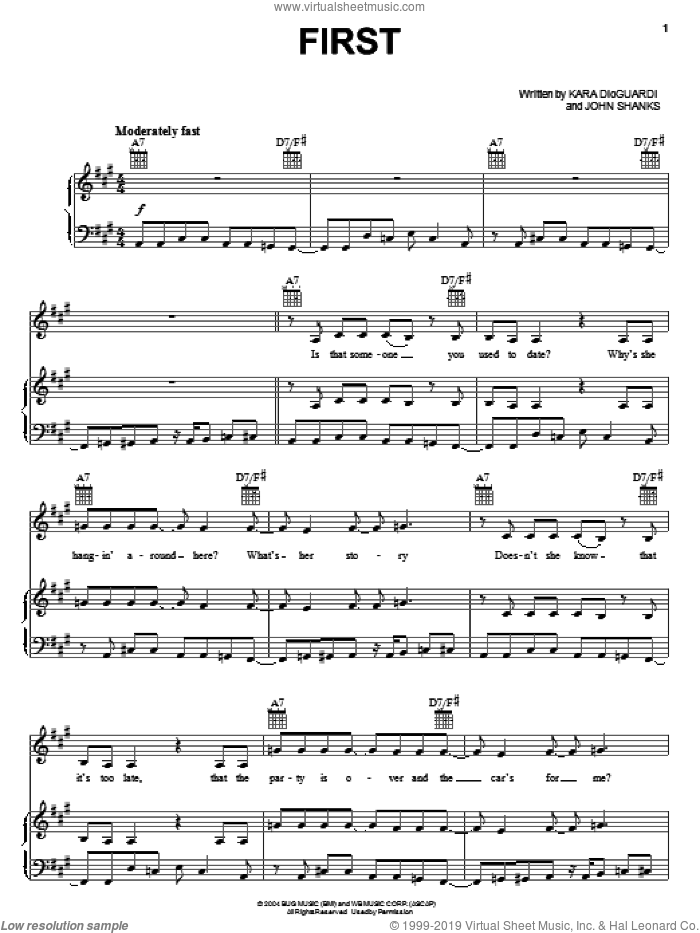 Lindsay Lohan: First sheet music for voice, piano or guitar (PDF)