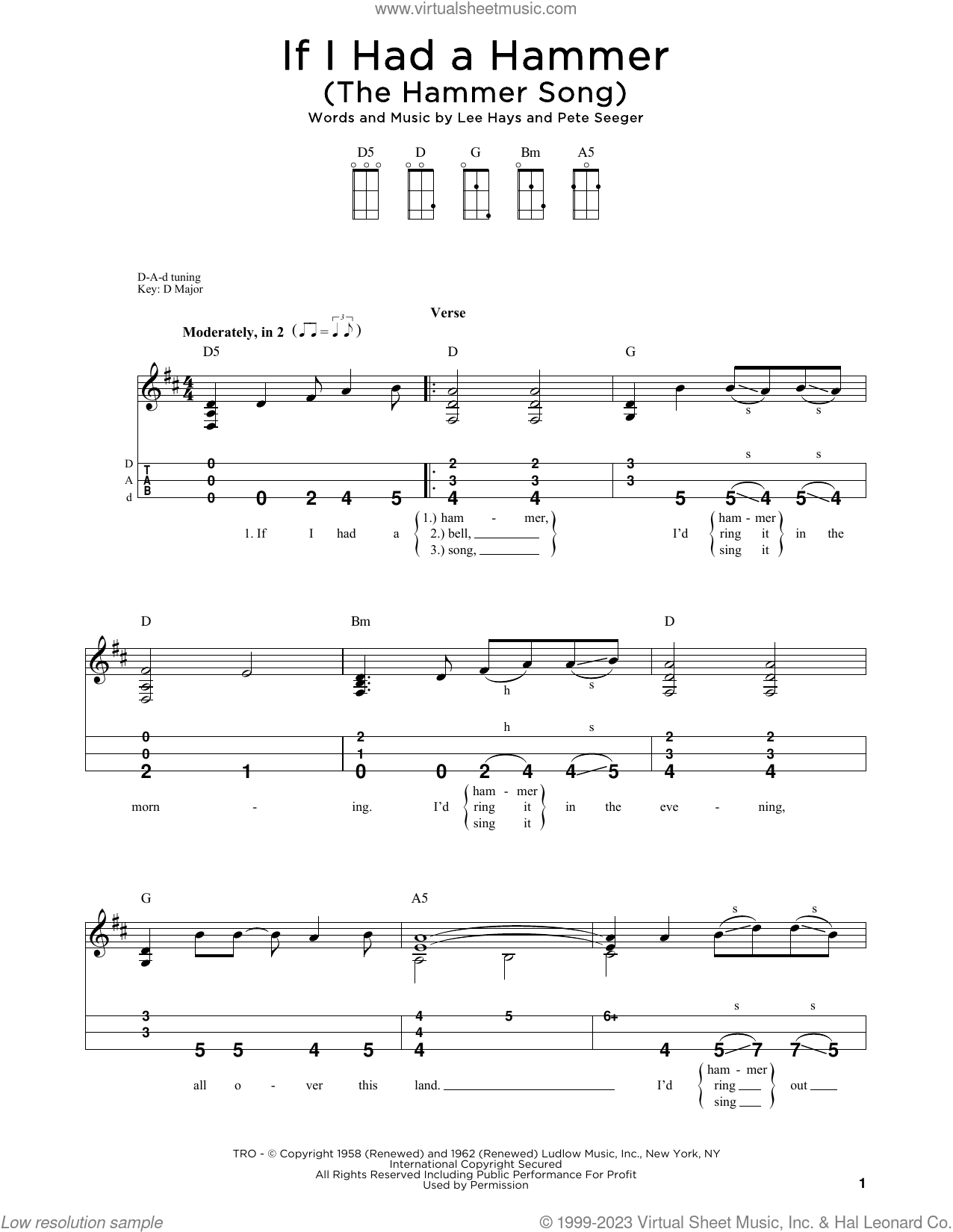 If I Had A Hammer (The Hammer Song) (arr. Steven B. Eulberg) sheet ...