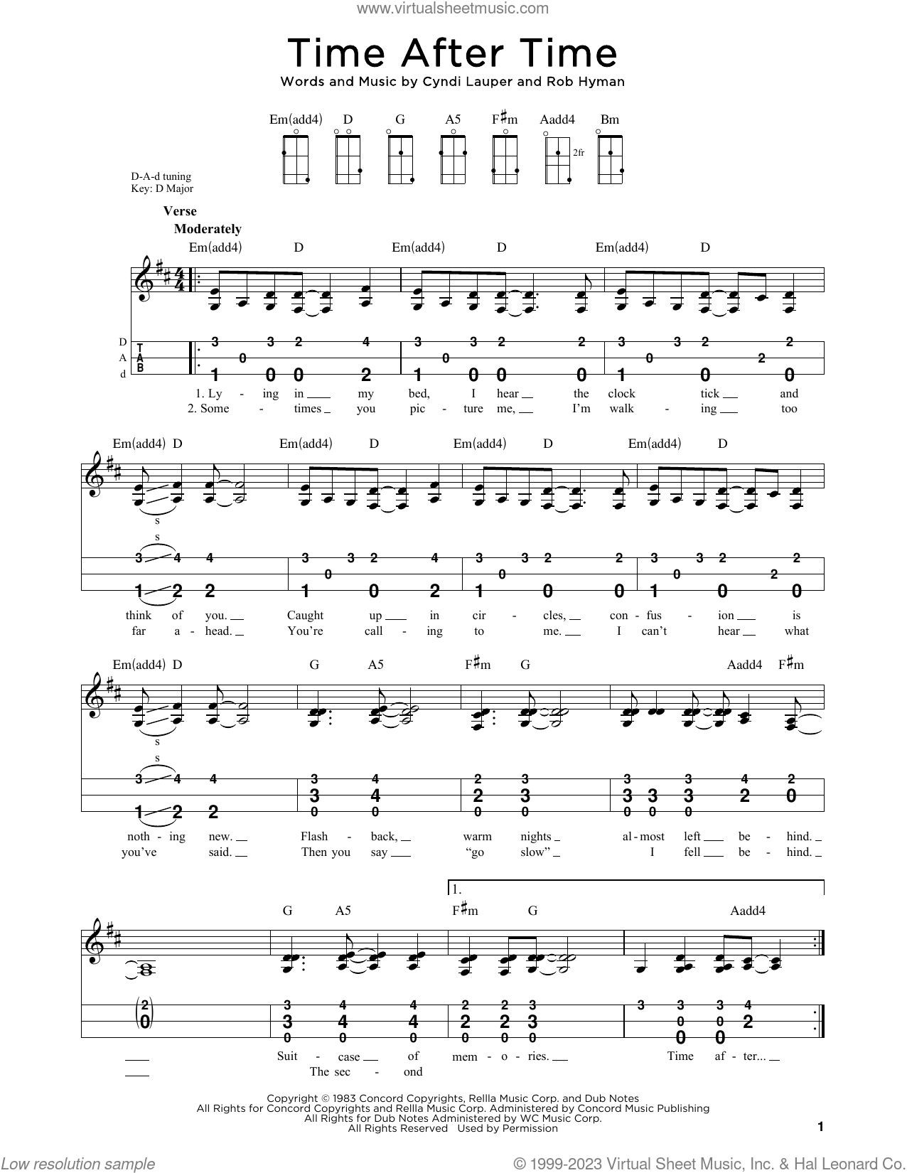 Time After Time (arr. Steven B. Eulberg) sheet music for dulcimer solo