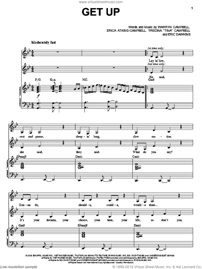 Get Up sheet music for voice, piano or guitar (PDF-interactive)