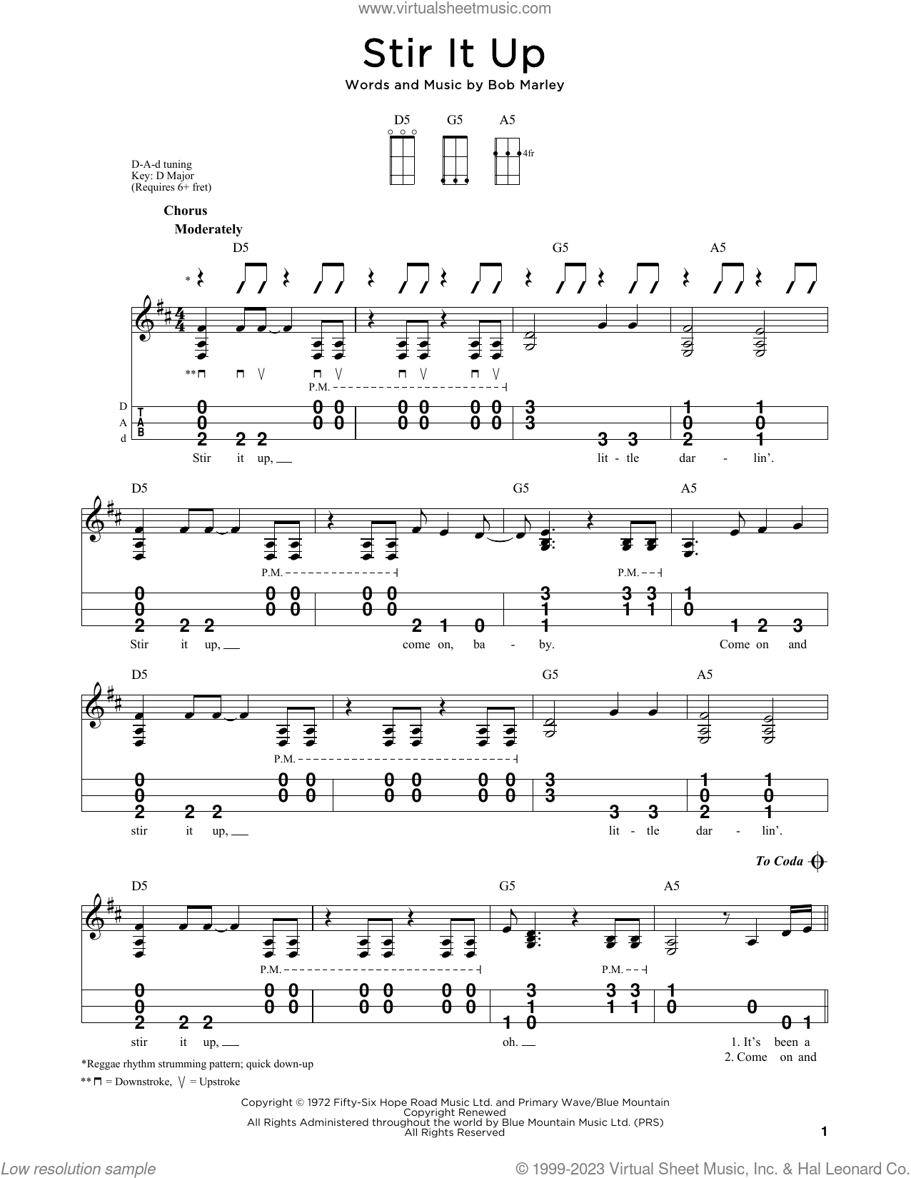 Stir It Up sheet music for dulcimer solo (PDF)