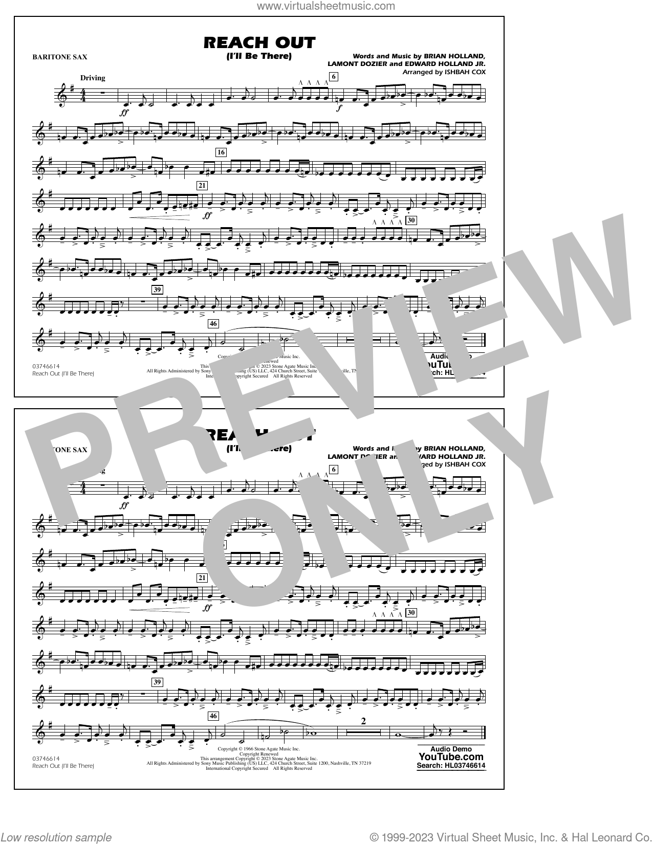 Reach Out (I'll Be There) (arr. Cox) sheet music for marching band (Eb ...