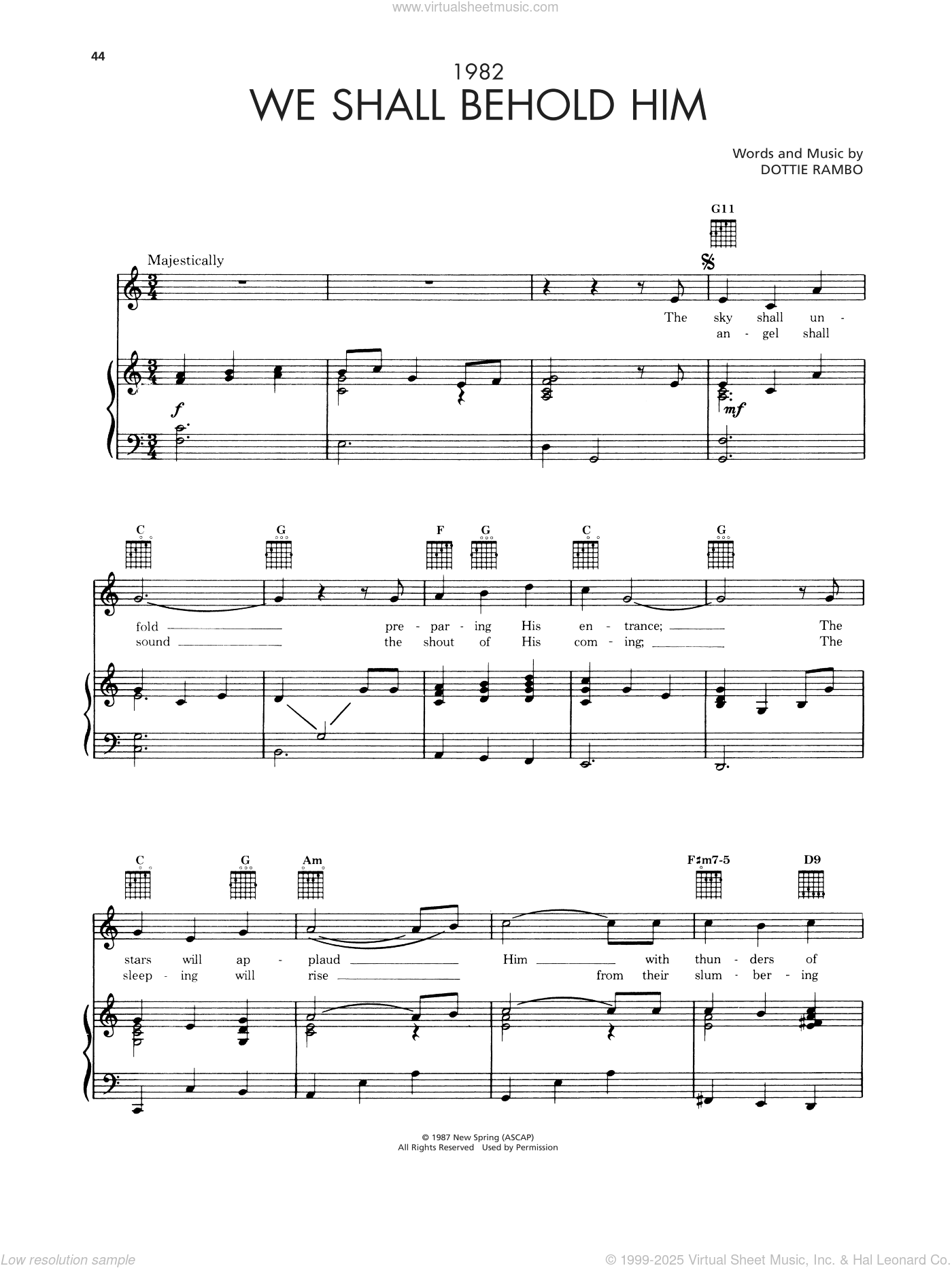 We Shall Behold Him sheet music for voice, piano or guitar (PDF)