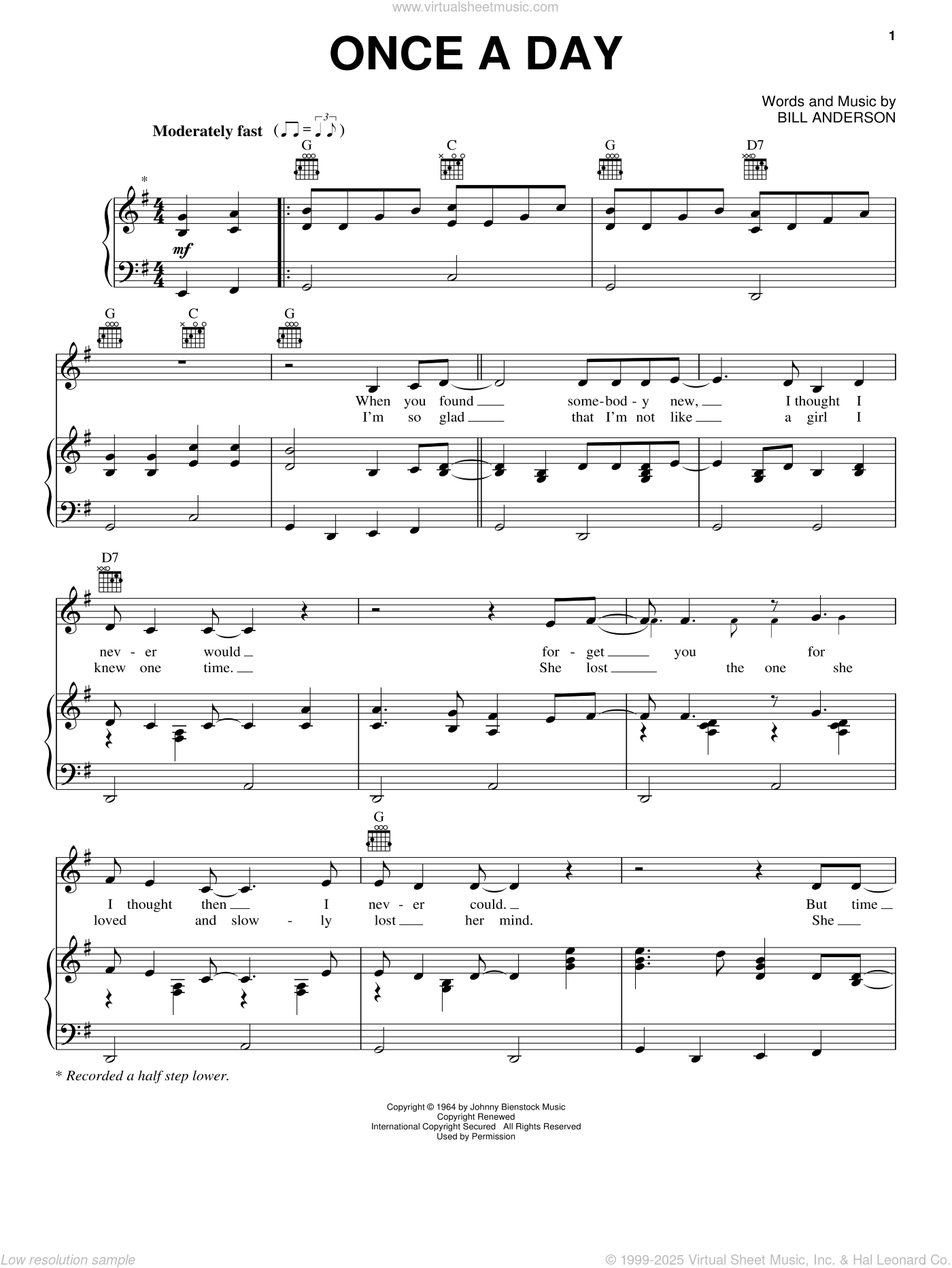 Once A Day sheet music for voice, piano or guitar (PDF)