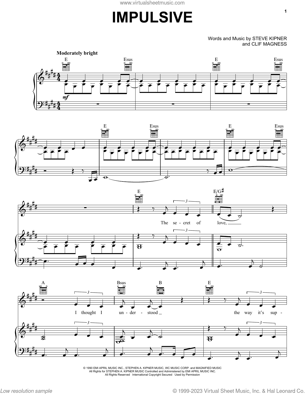 Impulsive sheet music for voice, piano or guitar (PDF)