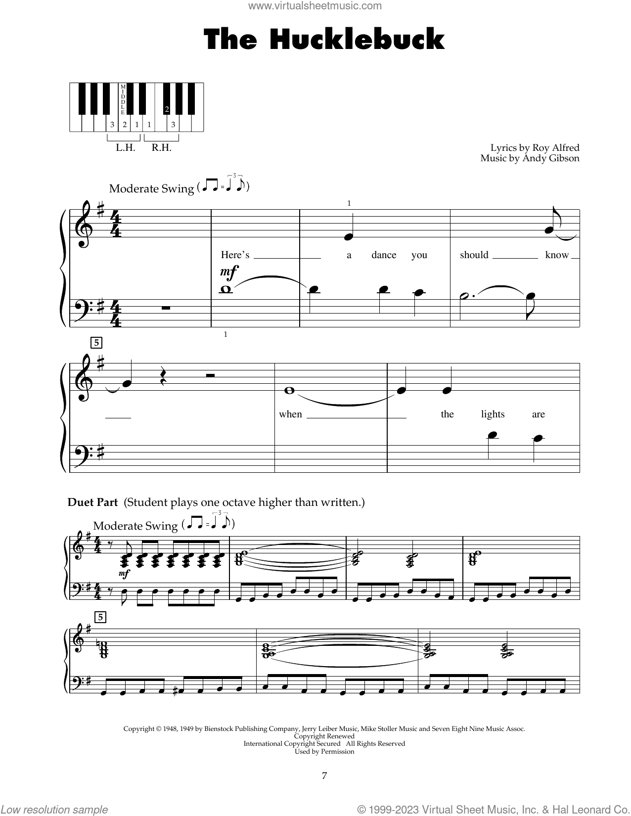 The Hucklebuck sheet music for piano solo (5-fingers) (PDF)