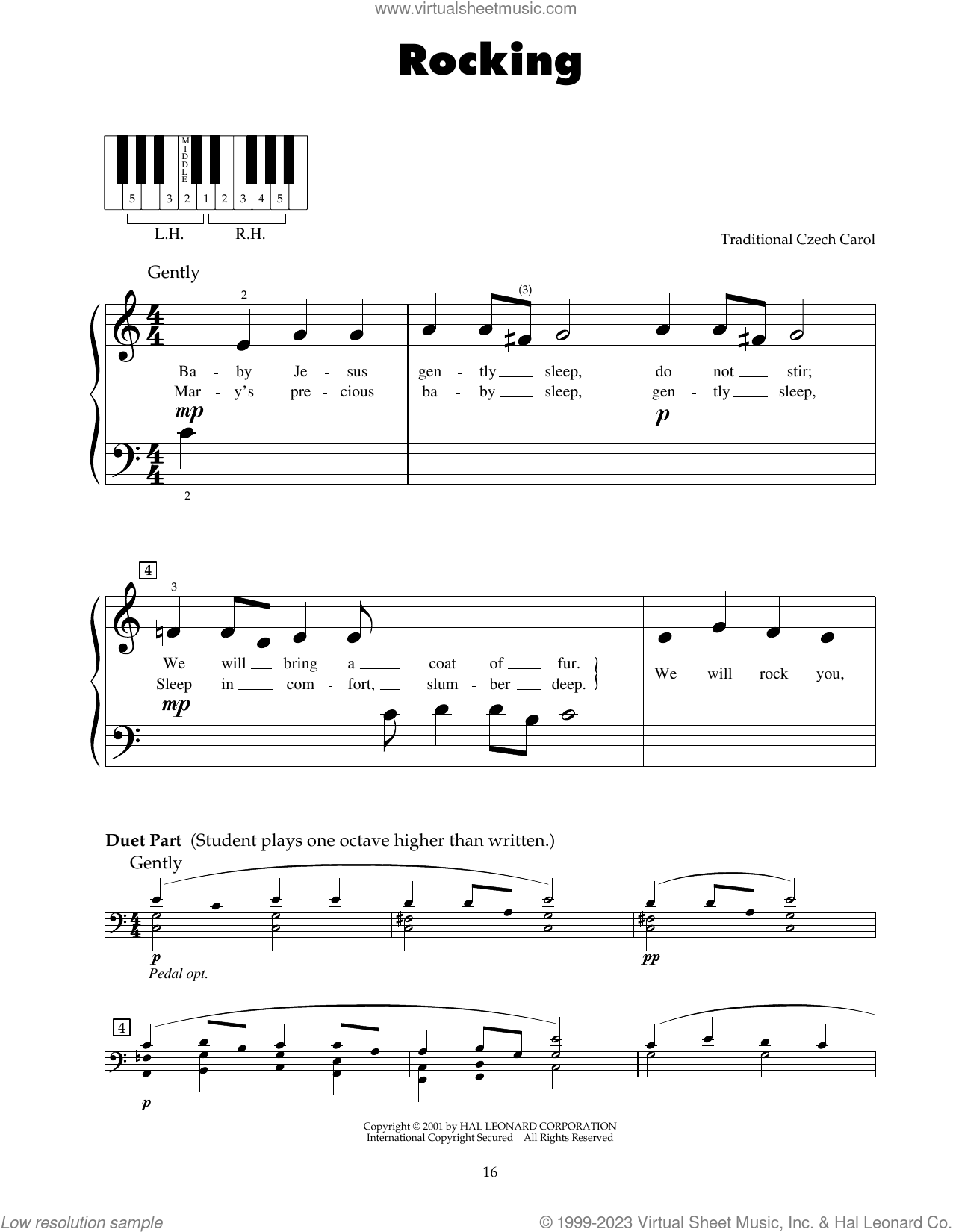 Rocking sheet music for piano solo (5-fingers) (PDF)