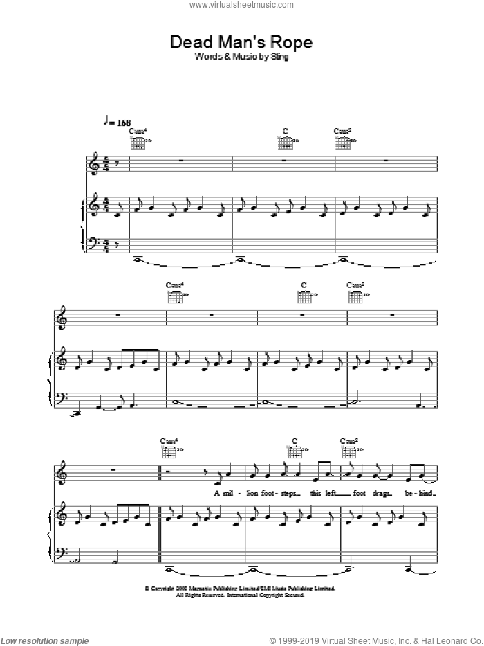 Dead Man's Rope sheet music for voice, piano or guitar (PDF)
