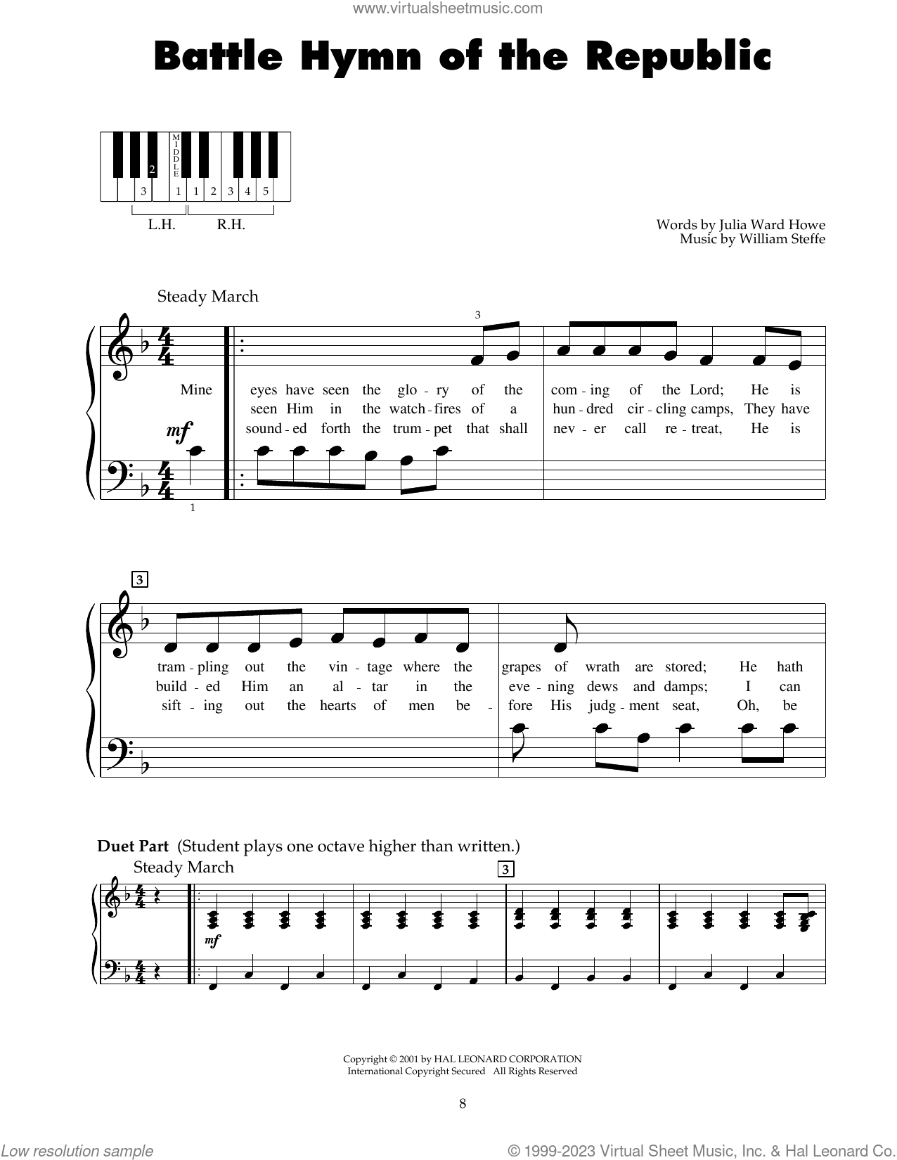 Battle Hymn Of The Republic sheet music (beginner) for piano solo (5 ...