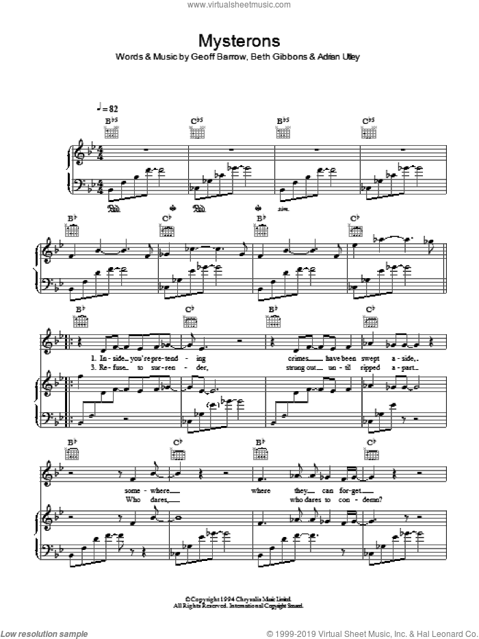 Mysterons sheet music for voice, piano or guitar (PDF)