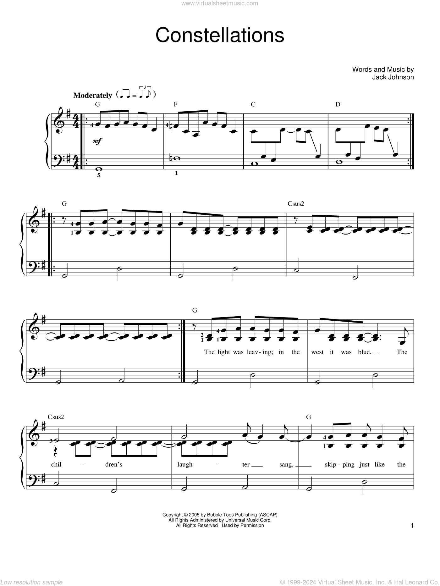 Constellations sheet music for piano solo (PDF-interactive)