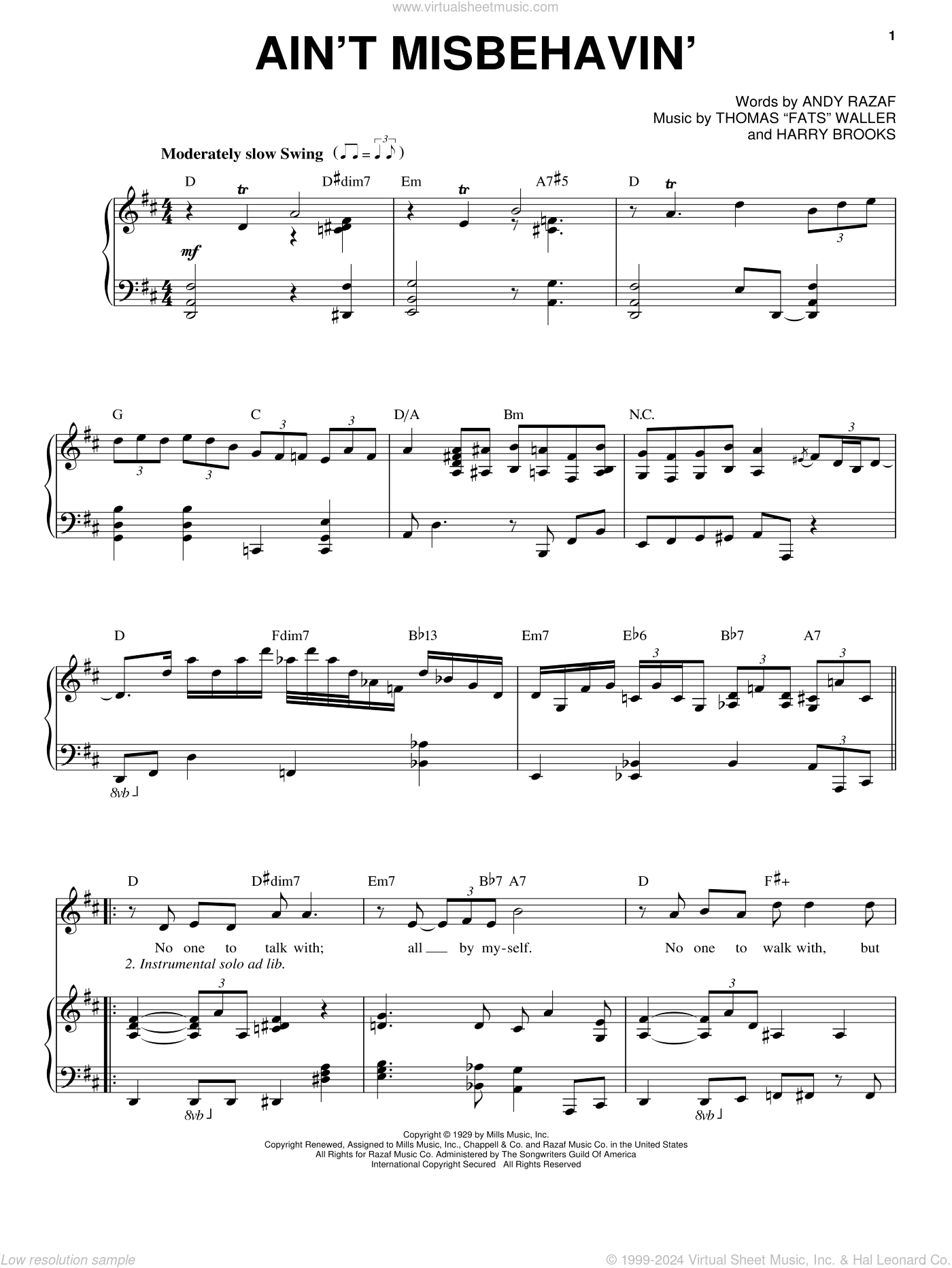 Steve Tyrell: Ain't Misbehavin' sheet music for voice and piano