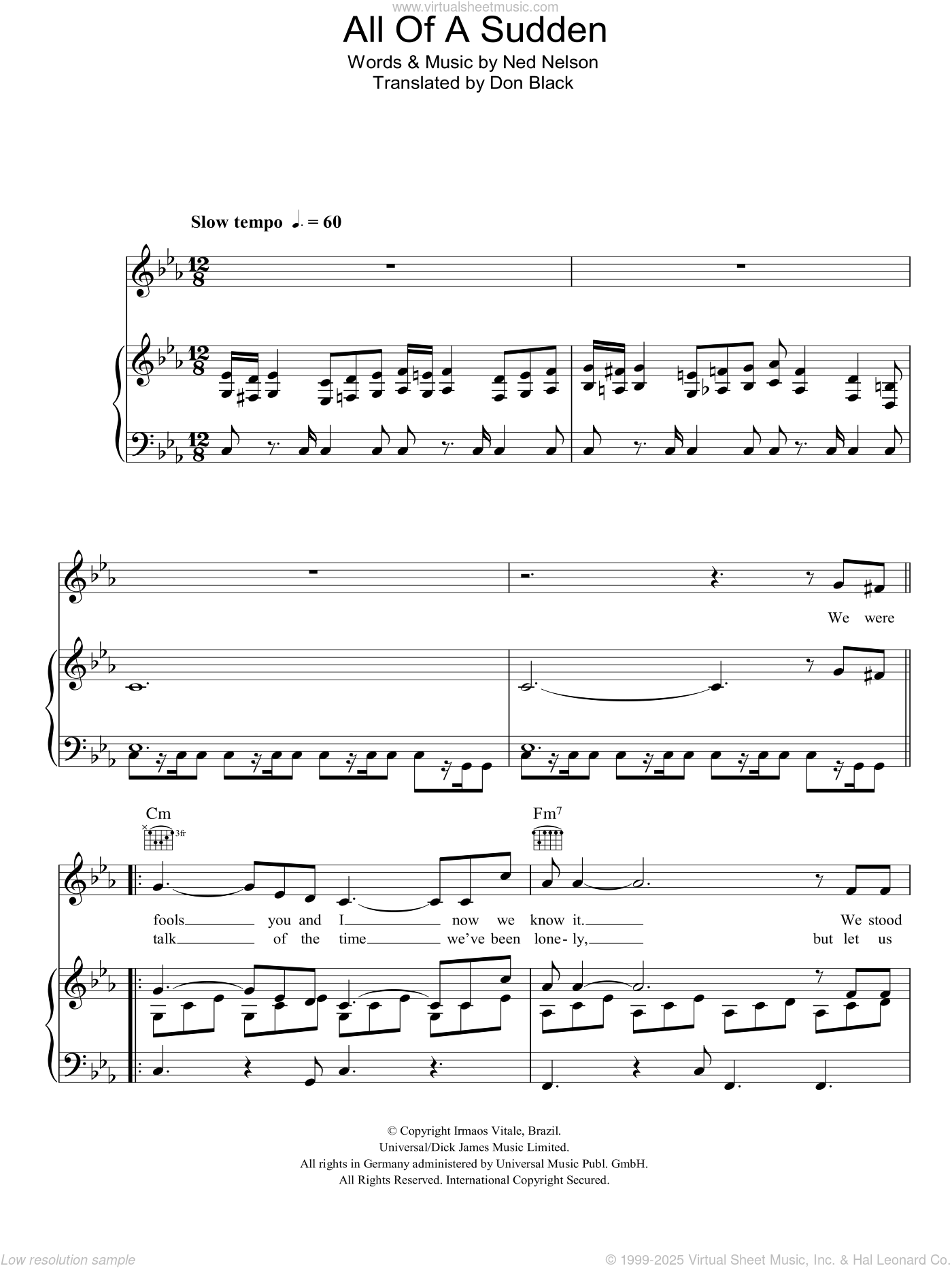 All Of A Sudden sheet music for voice, piano or guitar (PDF)