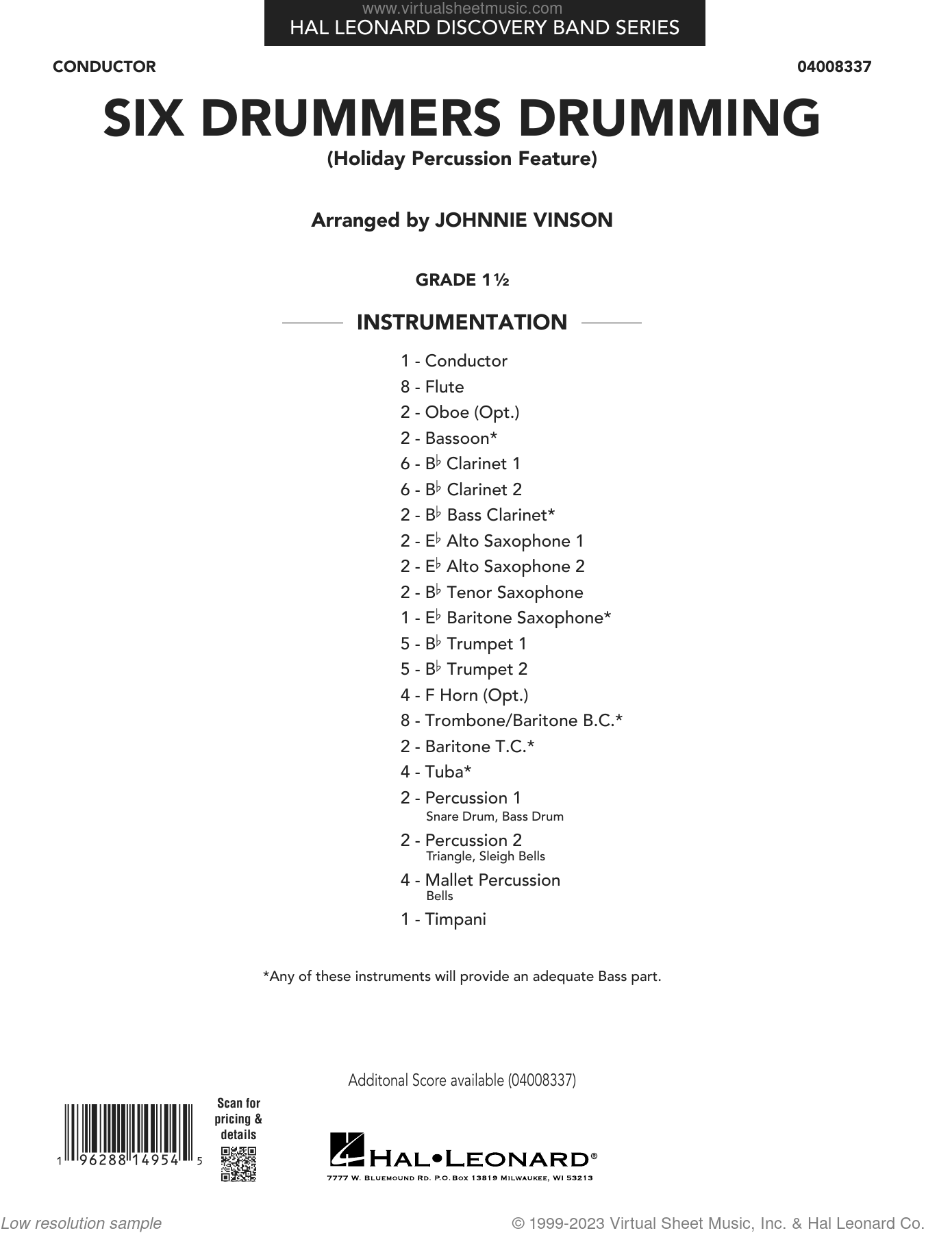 Six Drummers Drumming (Holiday Percussion Feature) sheet music ...
