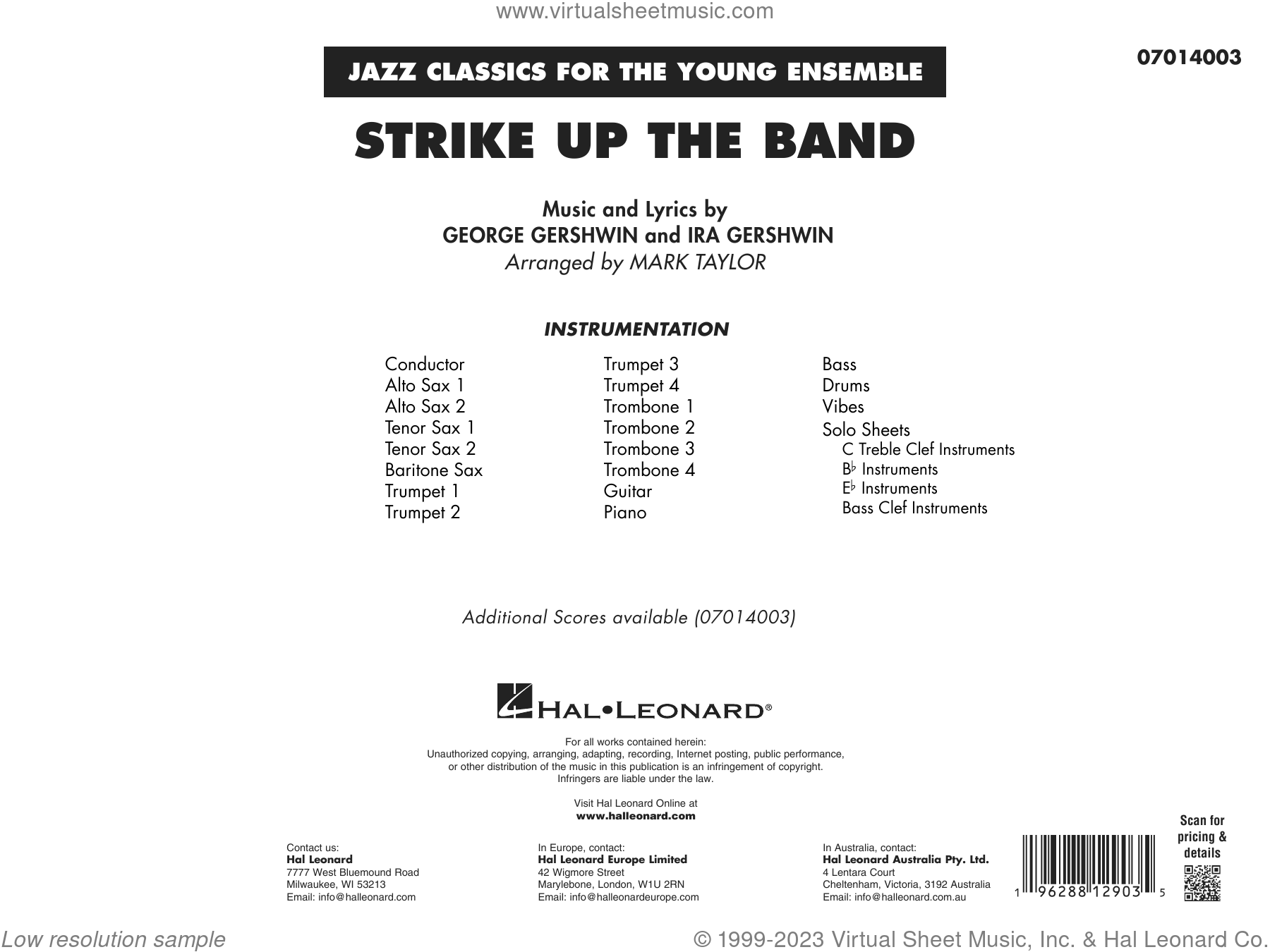 Strike Up the Band (arr. Mark Taylor) sheet music (complete collection ...