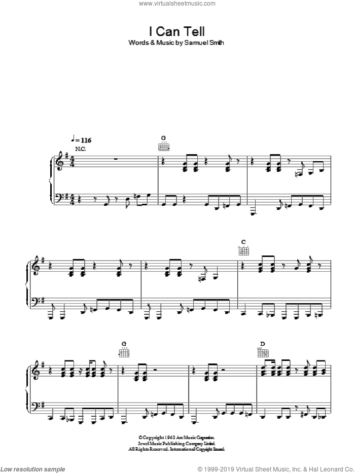 I Can Tell sheet music for voice, piano or guitar (PDF)