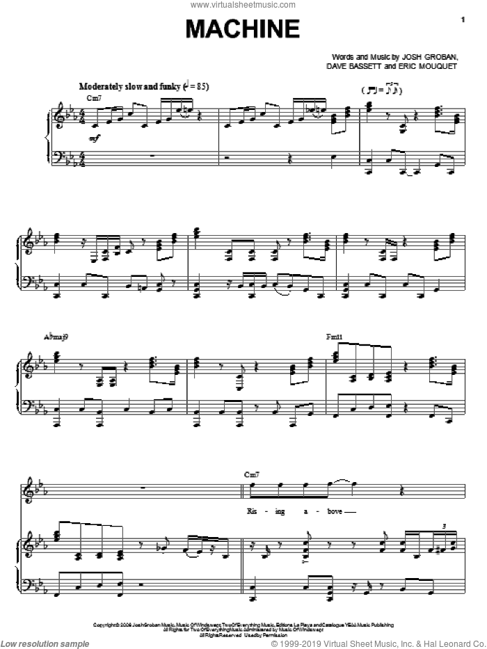 Machine sheet music for voice and piano (PDF-interactive)