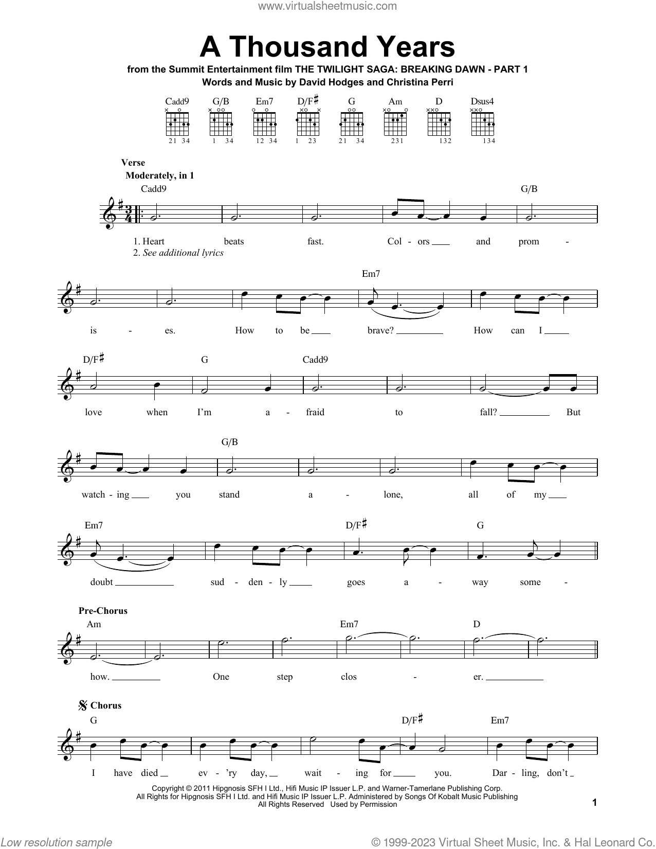 Guitar Chords Of A Thousand Years