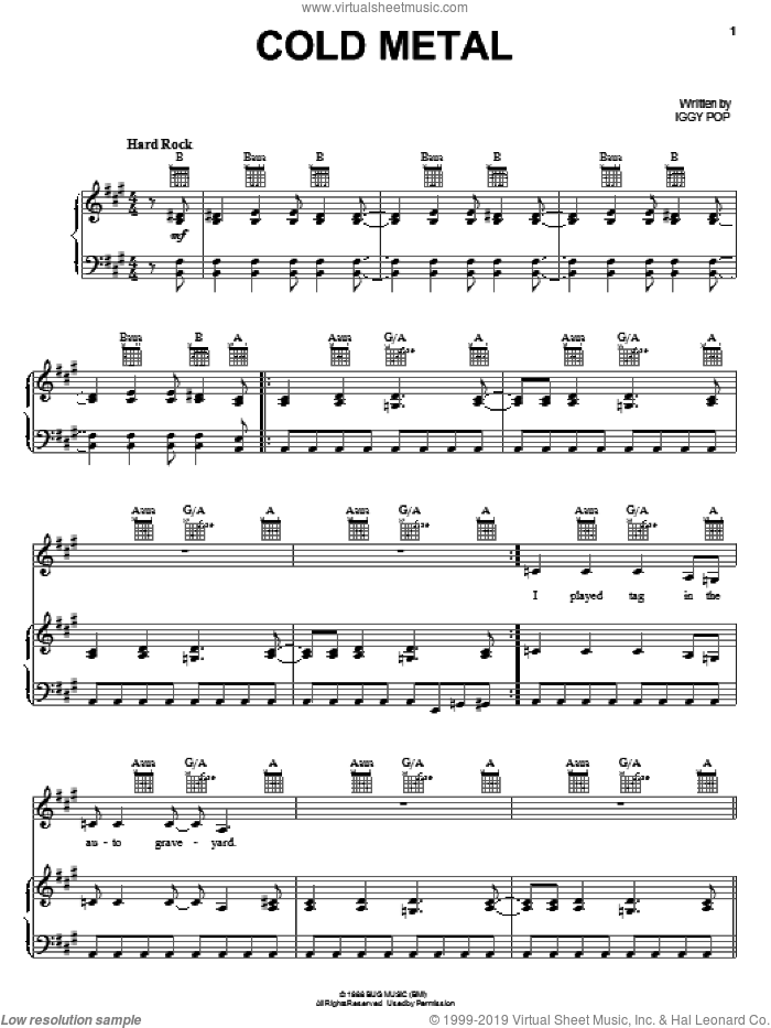 Cold Metal sheet music for voice, piano or guitar (PDF)