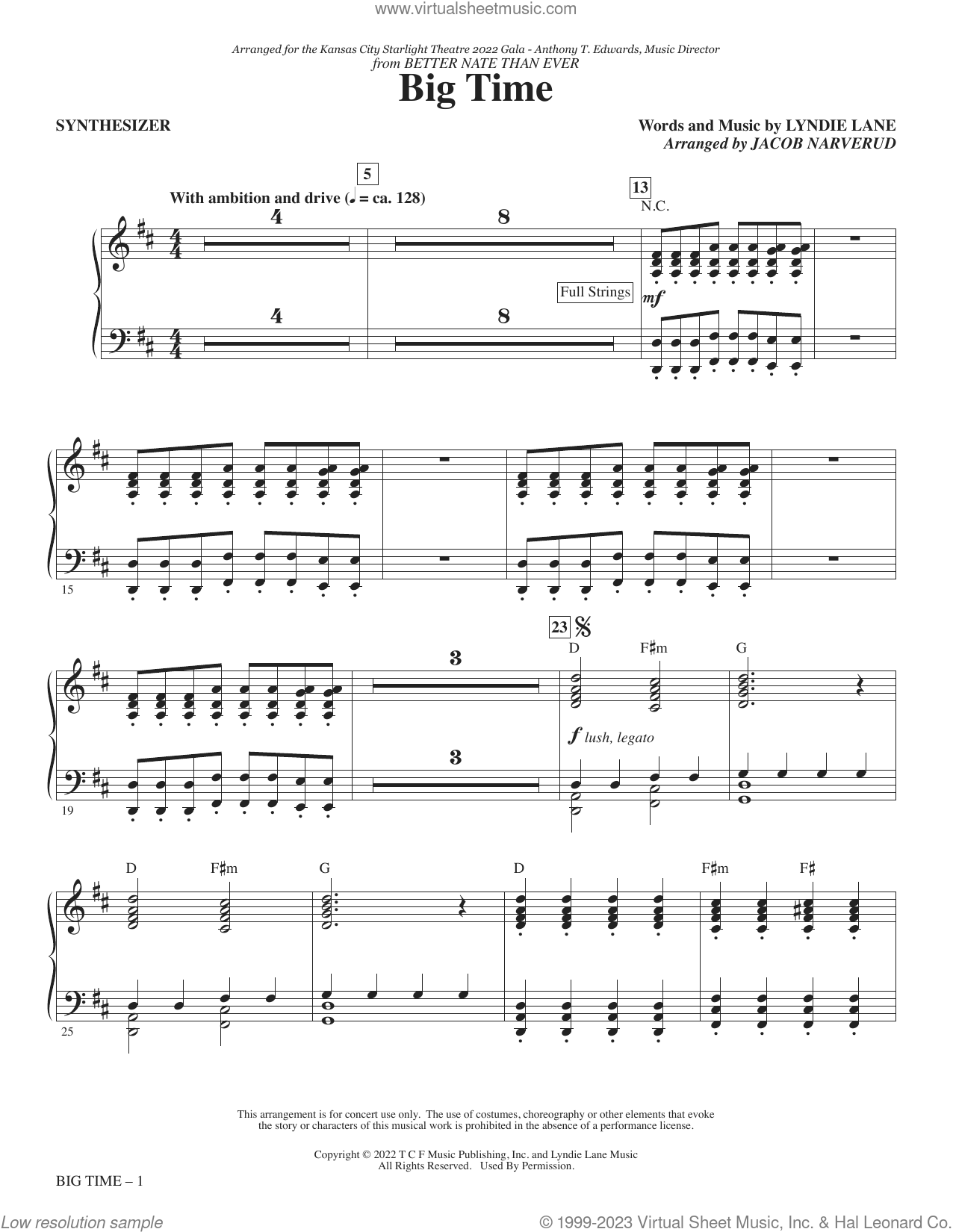 Big Time (from Better Nate Than Ever) (arr. Jacob Narverud) (complete ...