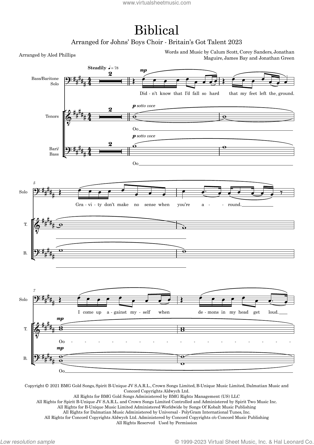 Biblical (arr. Aled Phillips) sheet music (complete collection) for ...