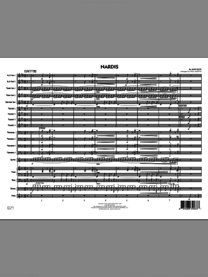 Nardis sheet music (complete collection) for jazz band (PDF)