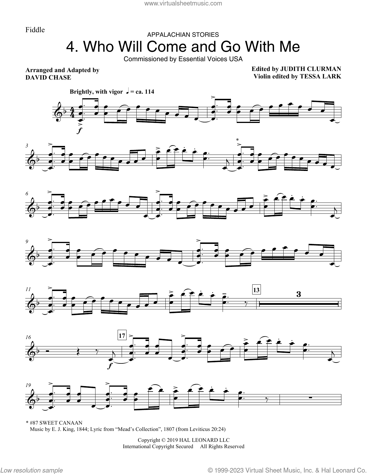 Who Will Come And Go With Me (No. 4 from Appalachian Stories) sheet ...