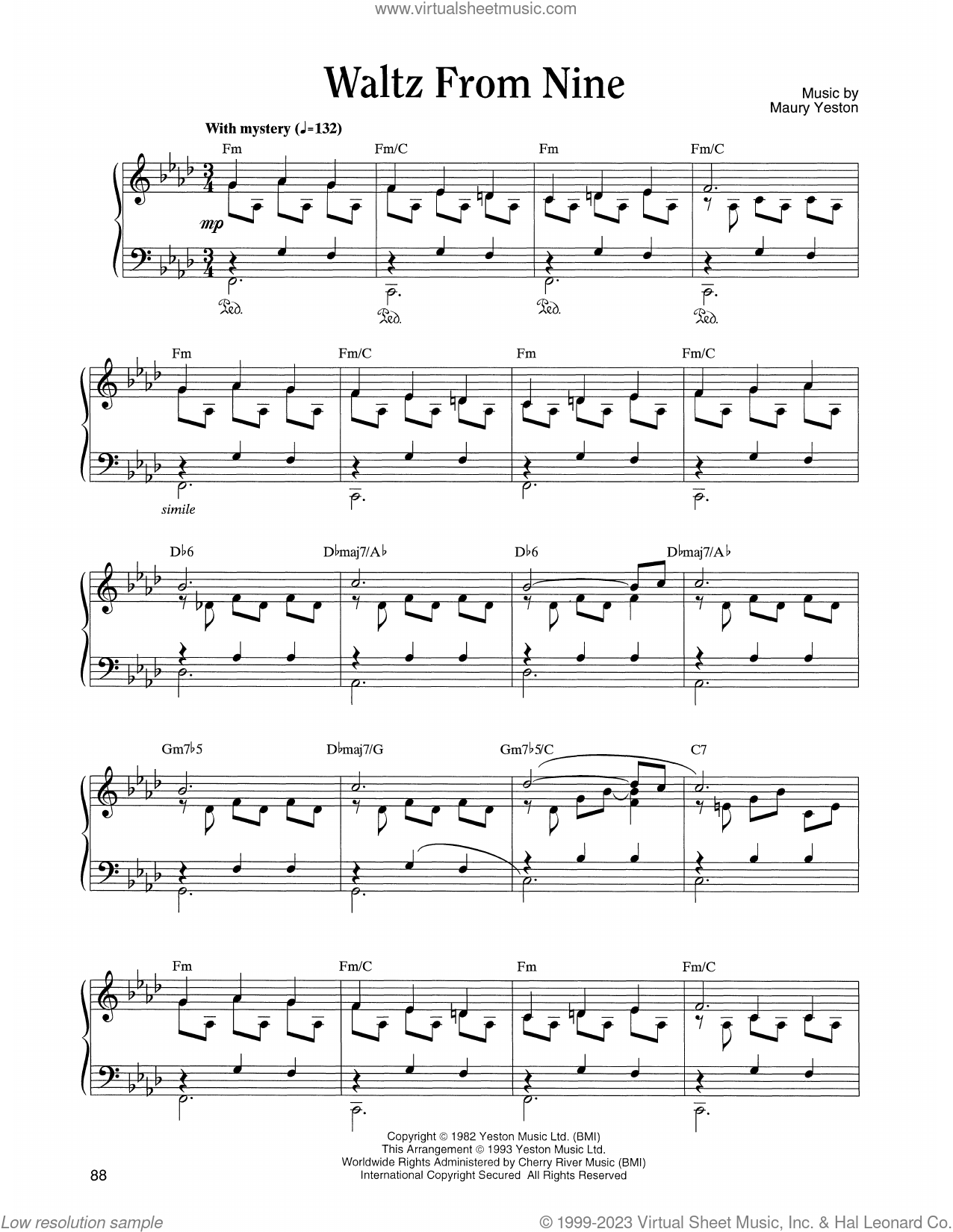 Waltz From Nine (from Nine) sheet music for piano solo (PDF)