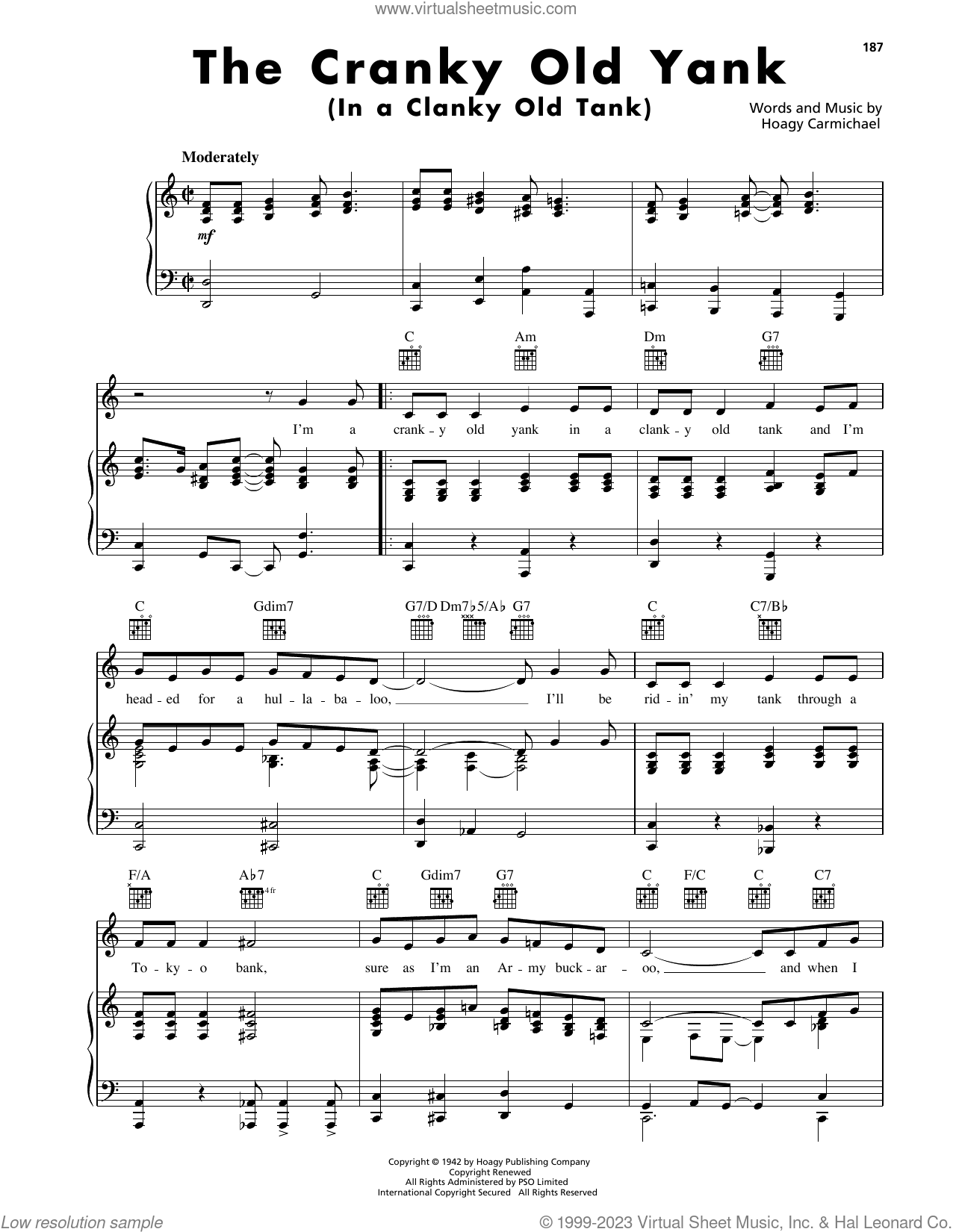 The Cranky Old Yank (In A Clanky Old Tank) sheet music for voice, piano ...