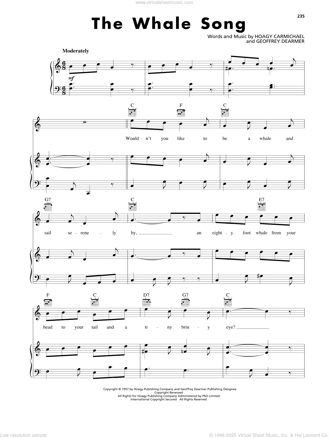 The Whale Song sheet music for voice, piano or guitar (PDF)