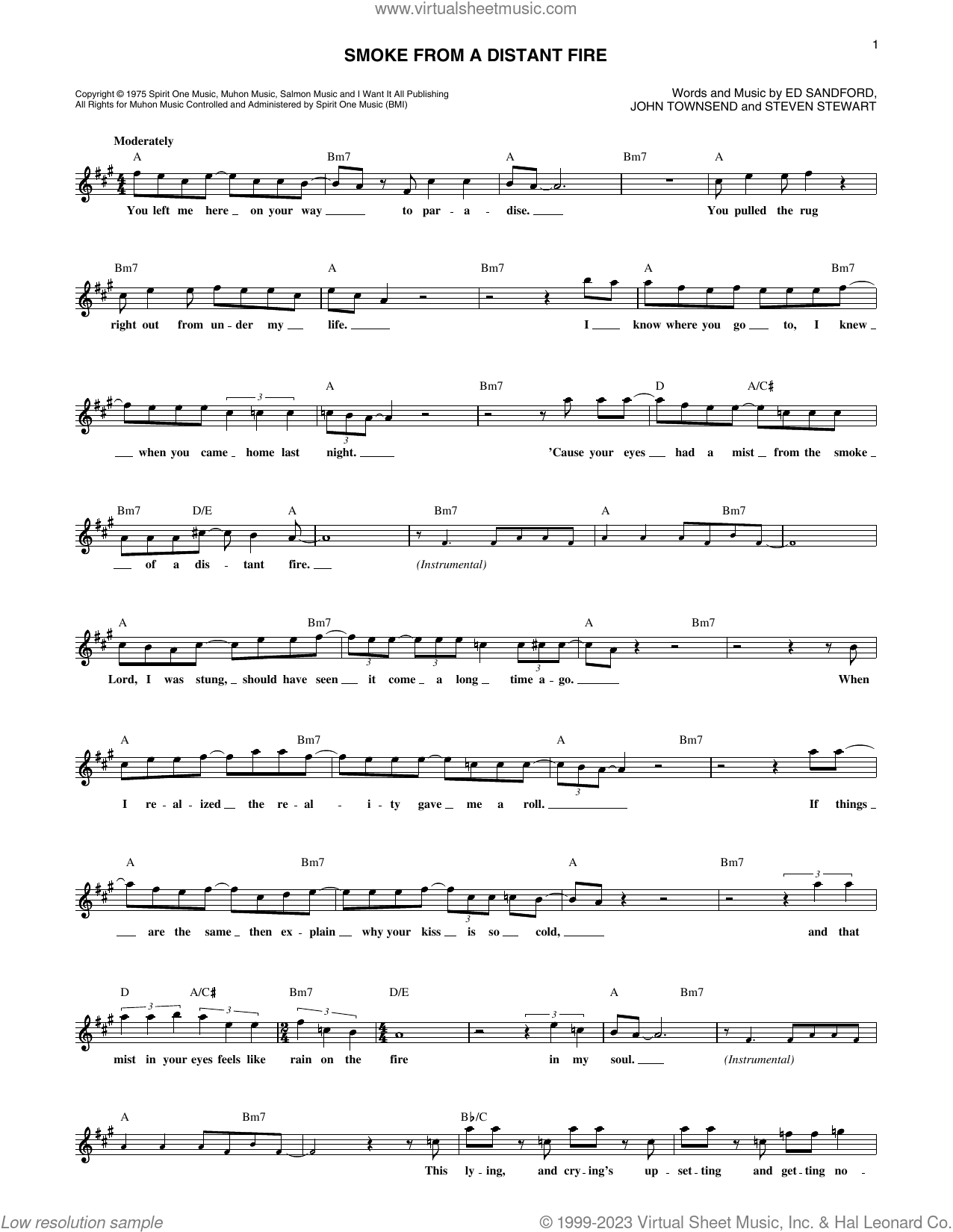 Smoke From A Distant Fire sheet music (fake book) (PDF)