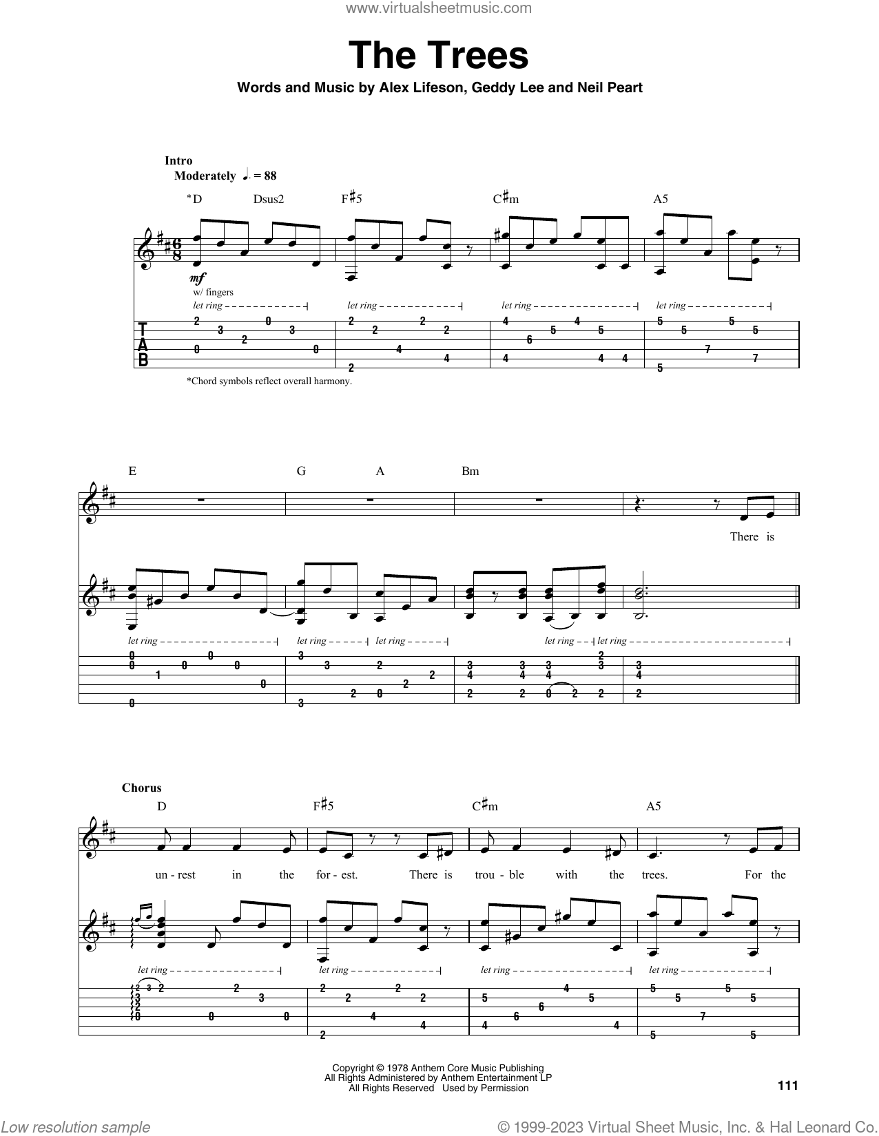 The Trees sheet music for guitar (tablature, play-along) (PDF)