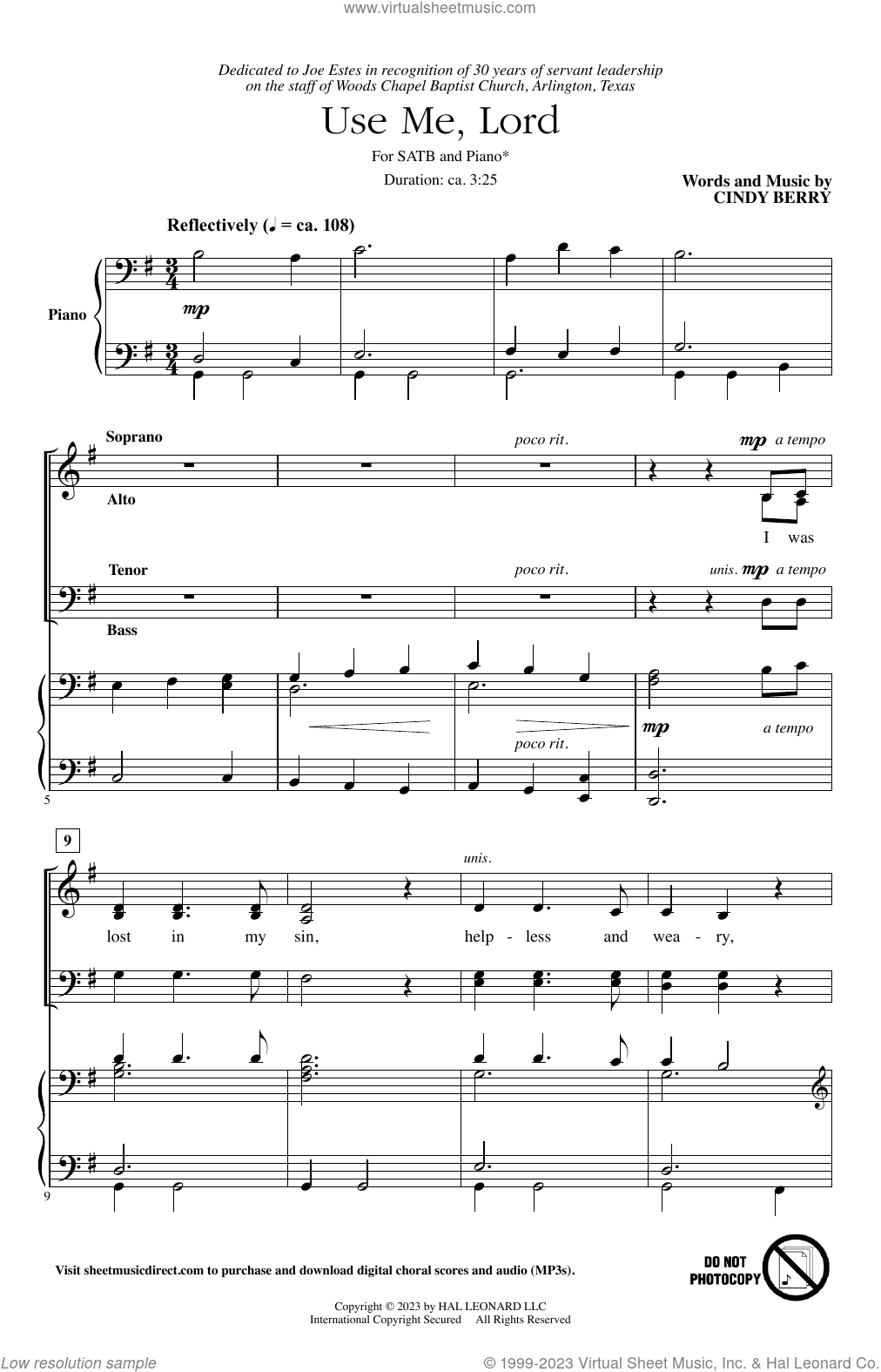 Cindy Berry: Use Me, Lord sheet music for choir (SATB: soprano, alto ...