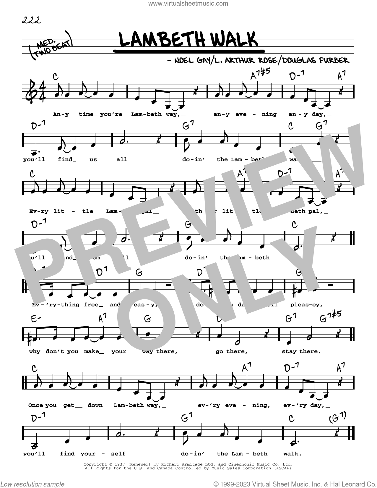 Lambeth Walk (Low Voice) sheet music (real book with lyrics) (low voice)