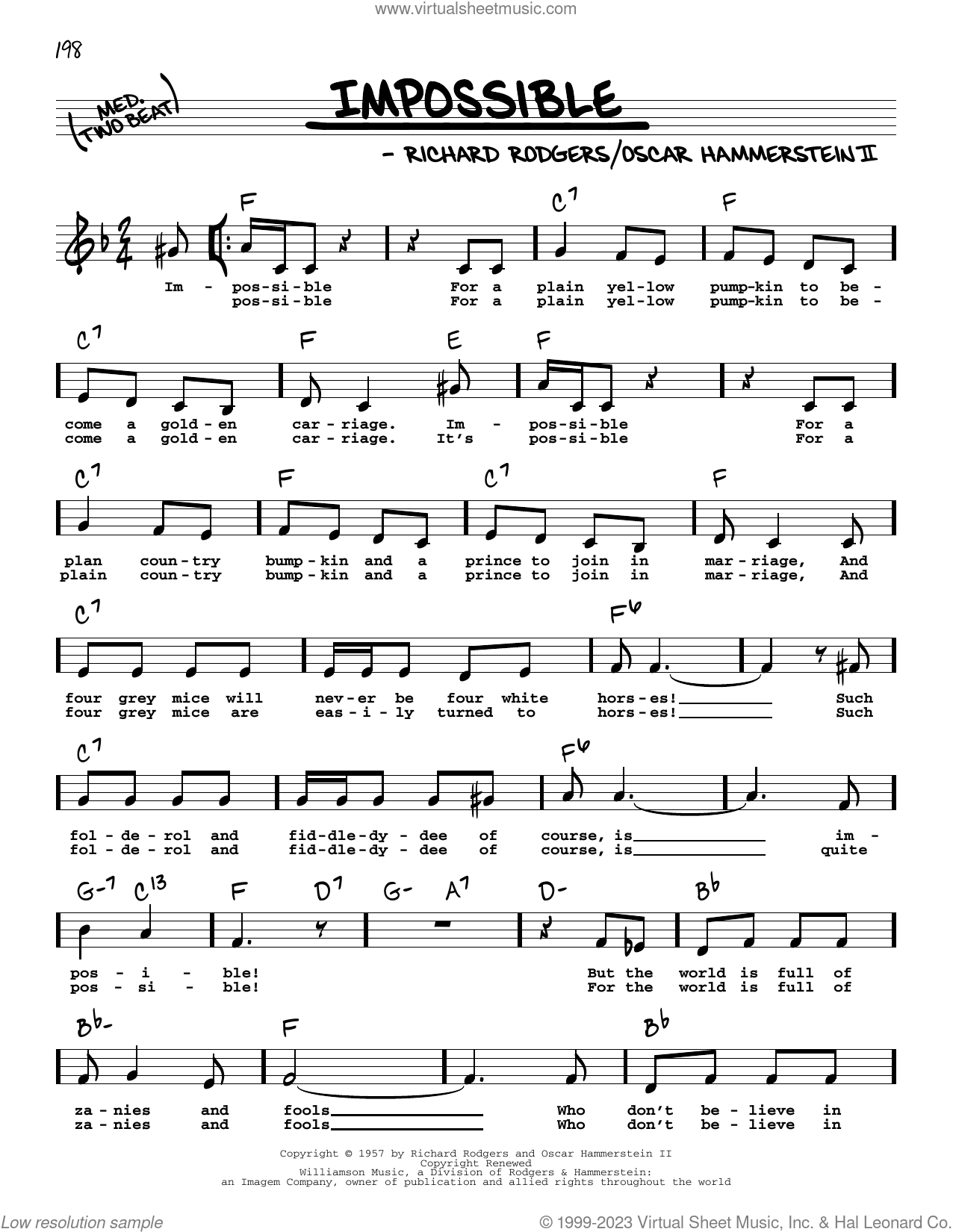 Impossible (Low Voice) sheet music (real book with lyrics) (low voice)