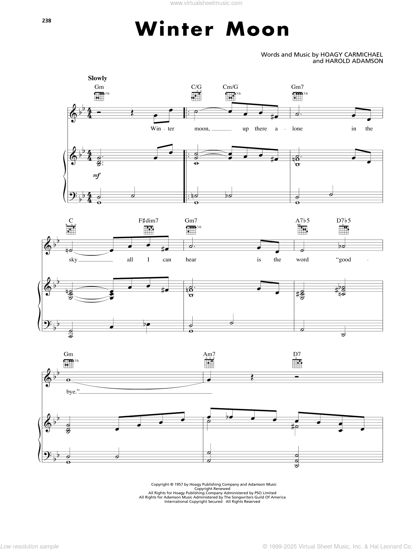 Winter Moon sheet music for voice, piano or guitar (PDF)