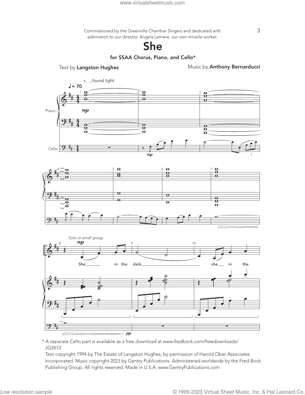 She sheet music for choir (SSAA: soprano, alto) (PDF)