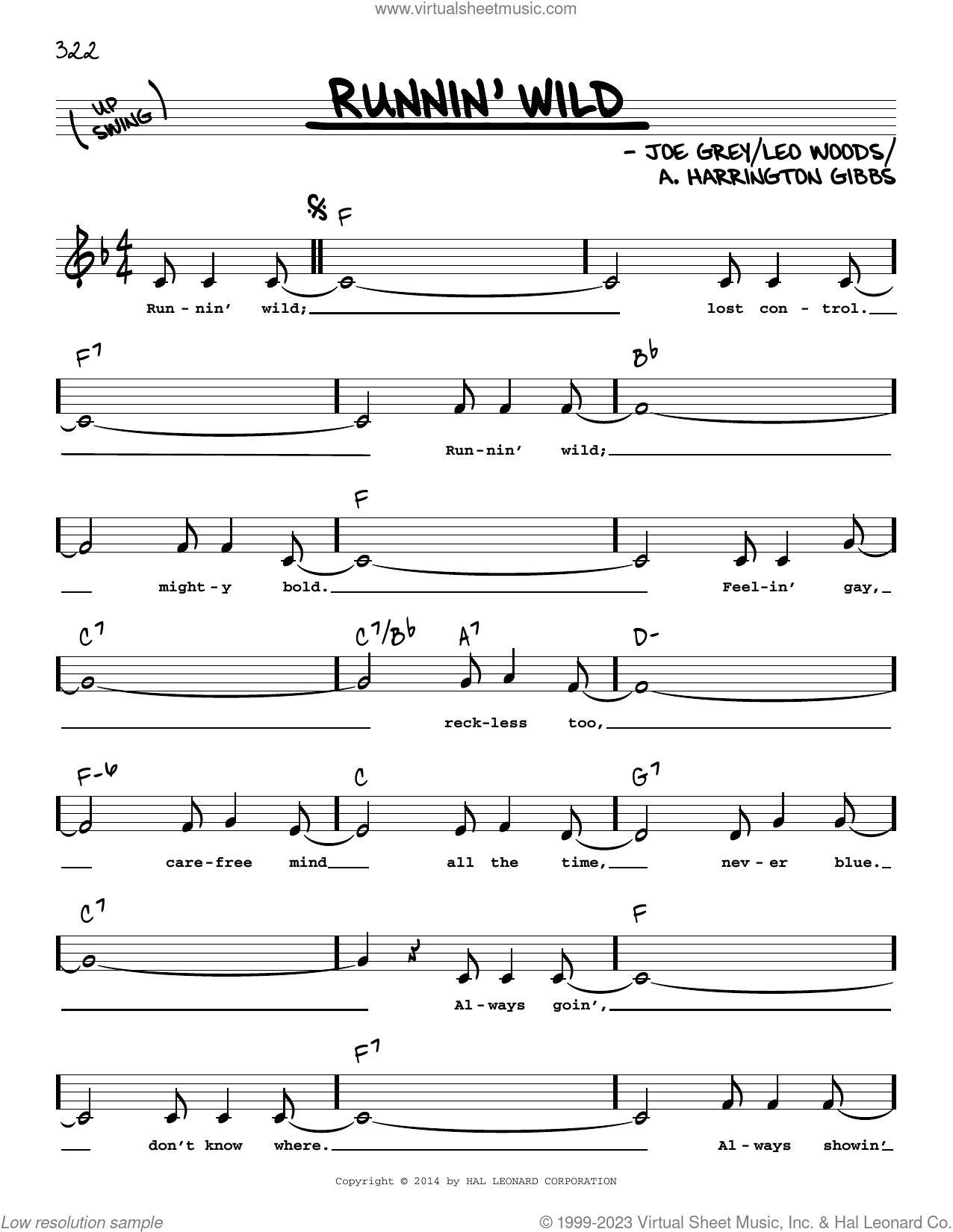 Runnin' Wild (Low Voice) sheet music (real book with lyrics) (low voice)