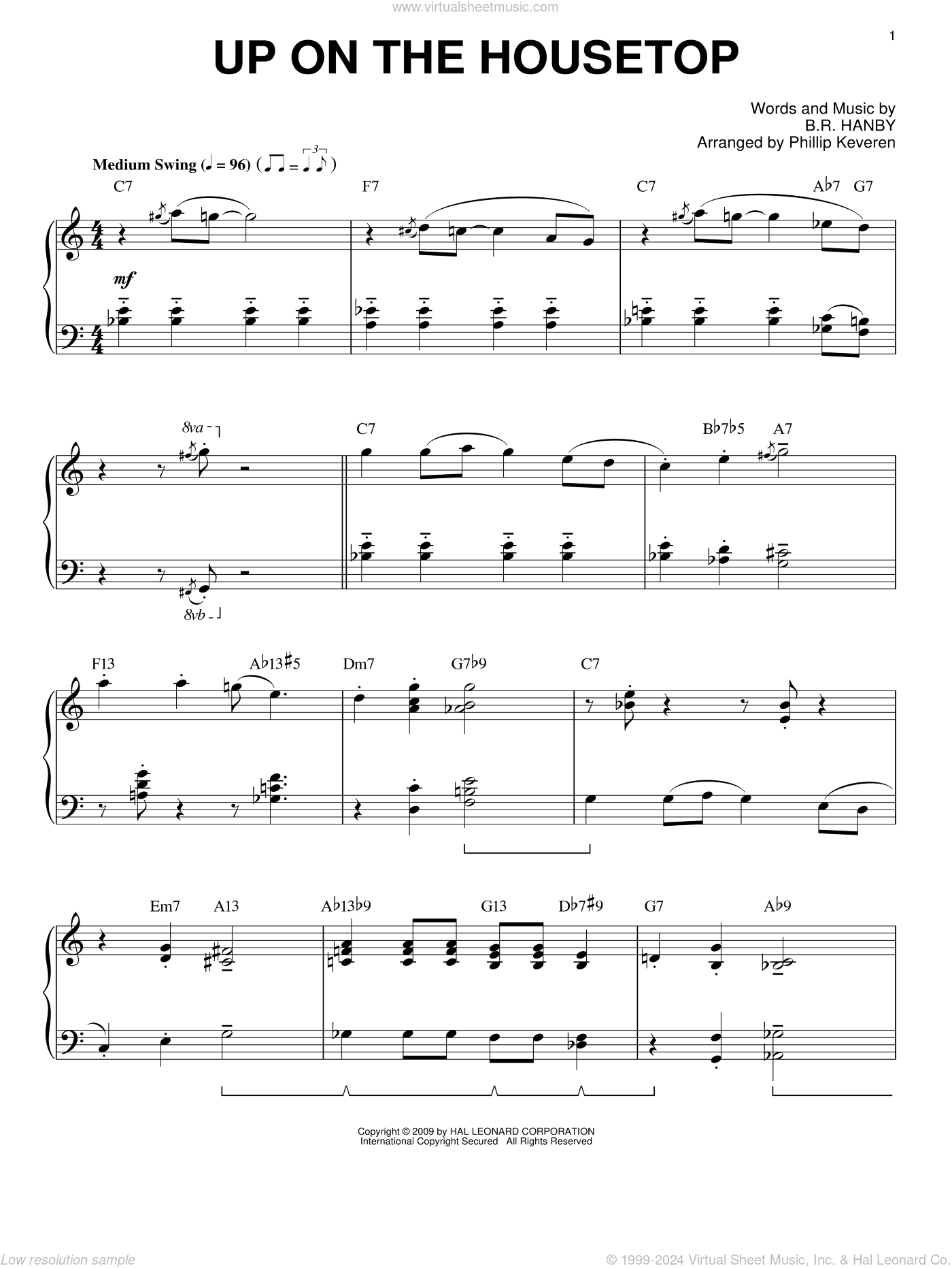 Up On The Housetop [Jazz version] (arr. Phillip Keveren), (intermediate ...