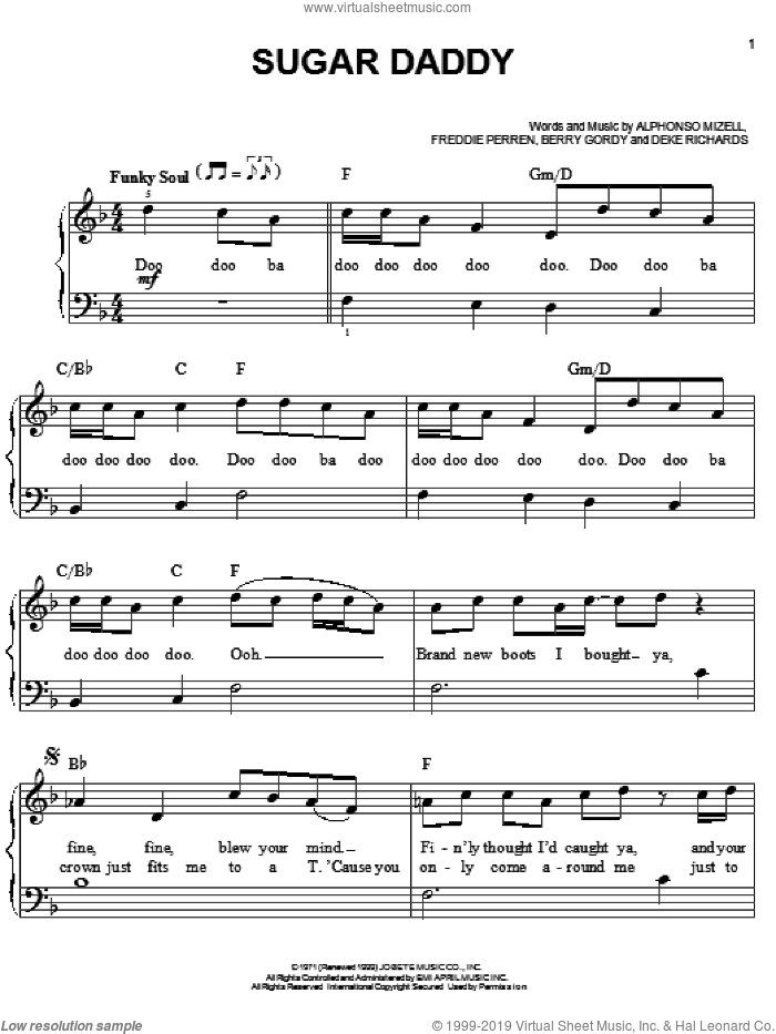 Sugar Daddy sheet music for piano solo (PDF)