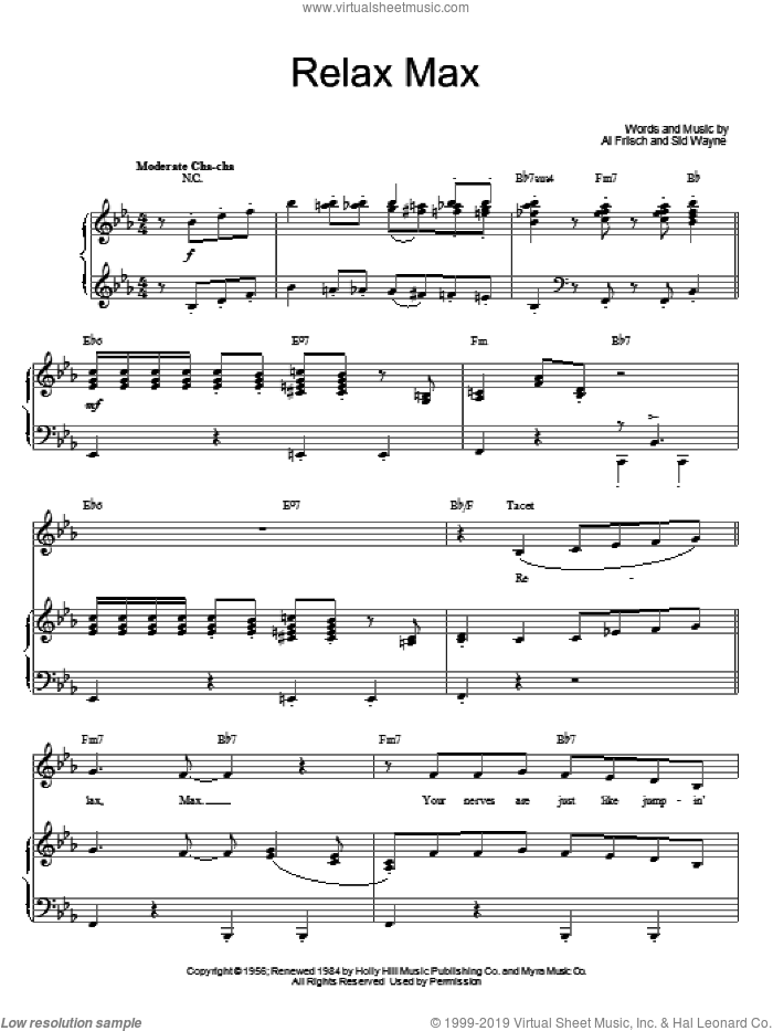 Relax Max sheet music for voice, piano or guitar (PDF)