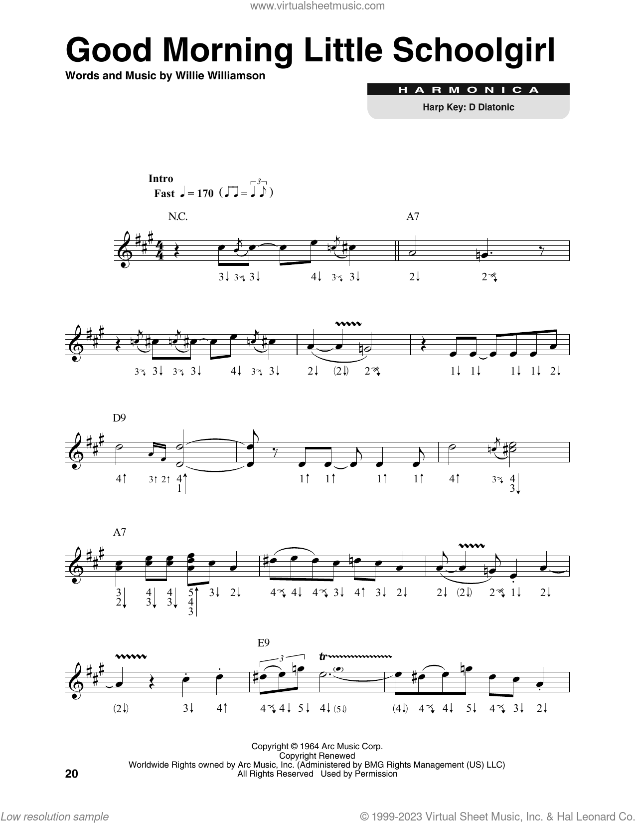 Muddy Waters: Good Morning Little Schoolgirl sheet music for harmonica solo