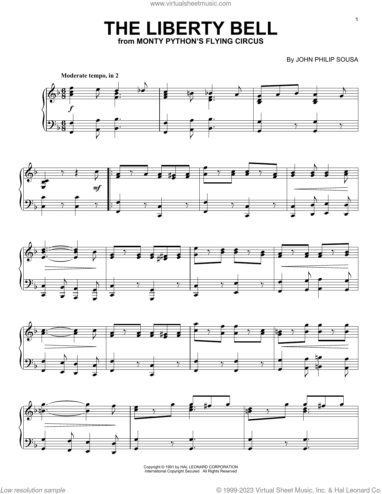 The Liberty Bell sheet music for piano solo (PDF-interactive)