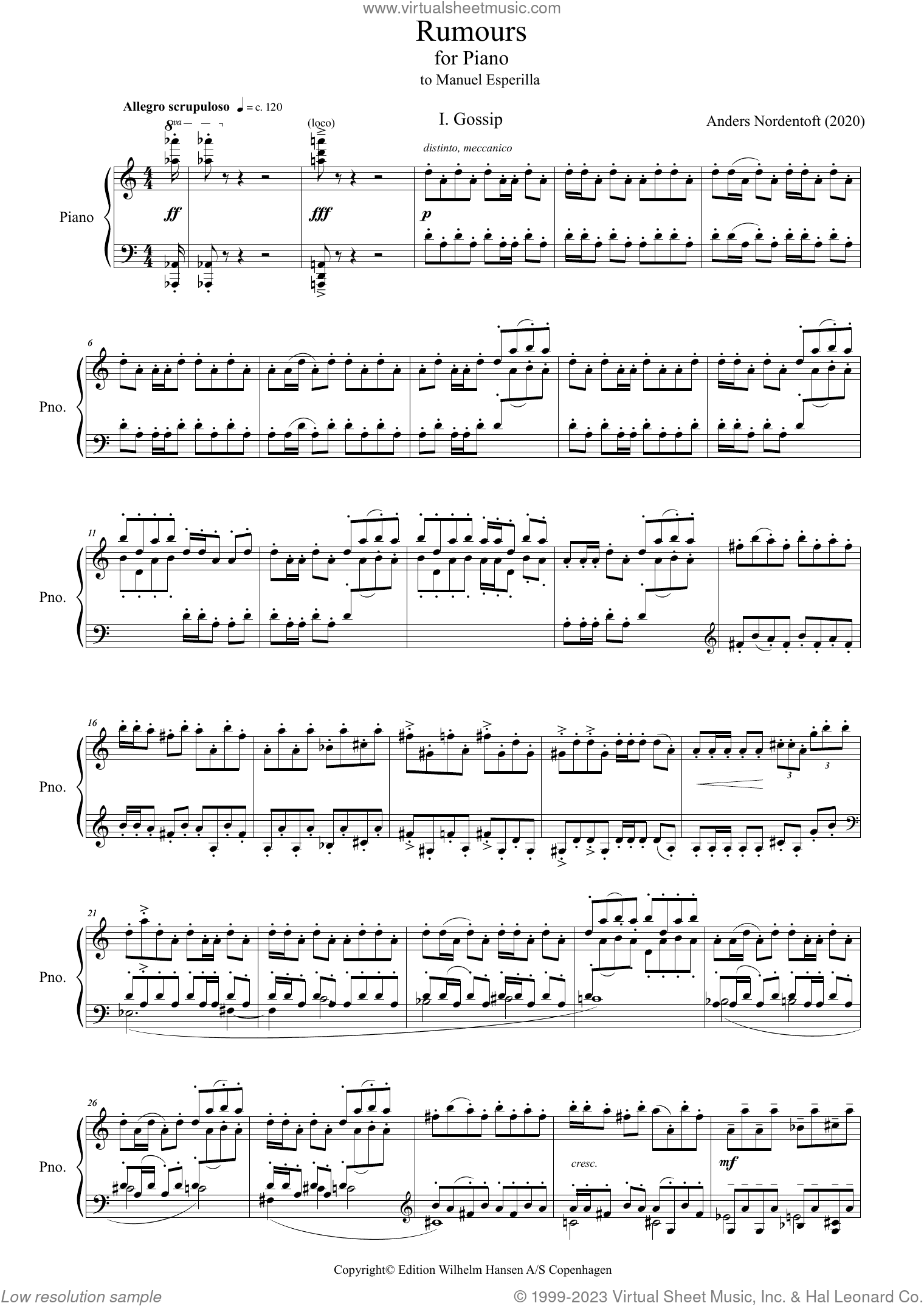 Rumours sheet music for piano solo (PDF)
