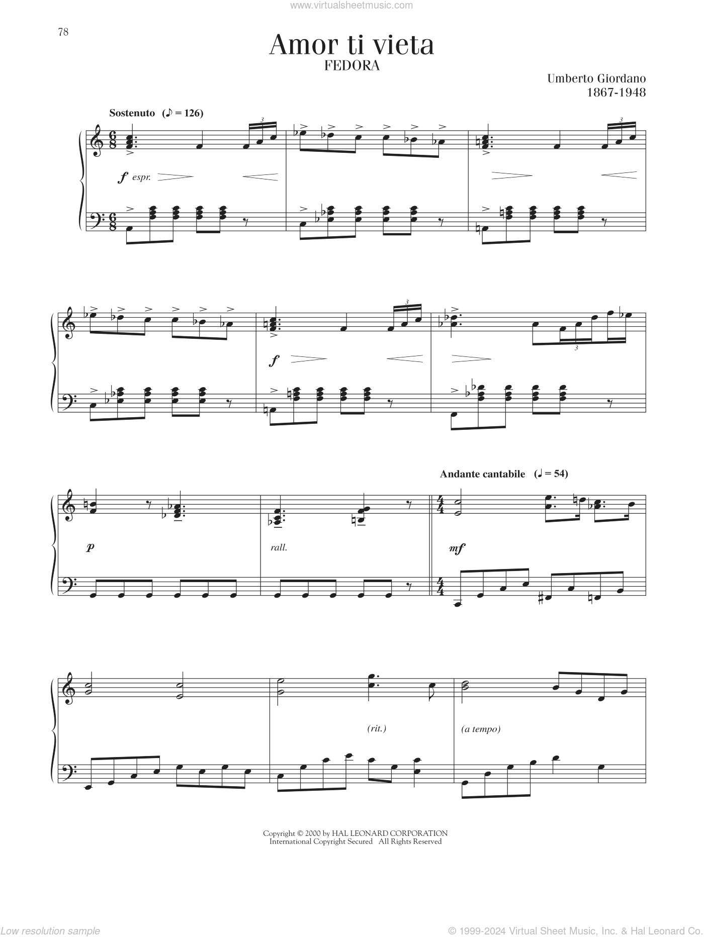 Amor Ti Vieta sheet music for piano solo (PDF)